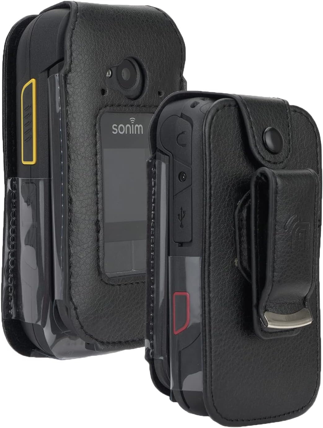 Case for Sonim XP3 Plus 4G Flip Phone, [Black Vegan Leather] Form-Fit ...