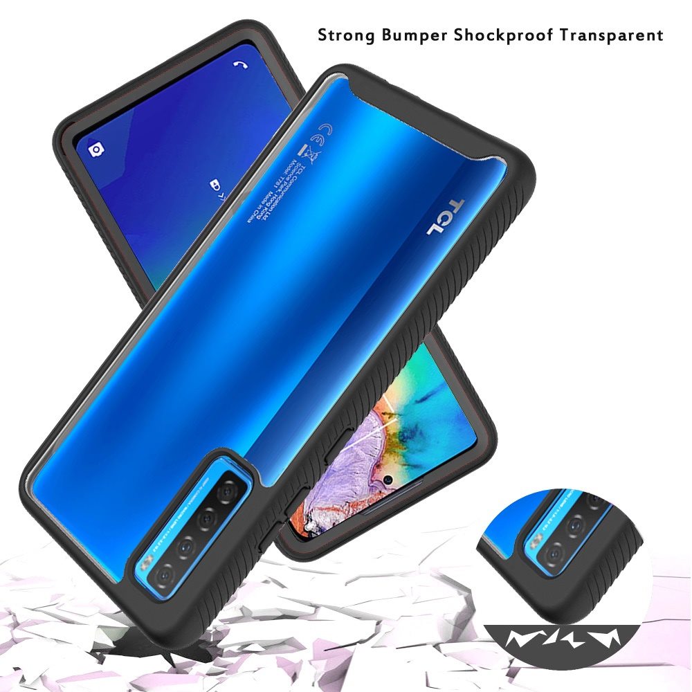 Case for TCL 20S Clear Dual Layer Rugged Bumper Frame Heavy Duty Hybrid ...
