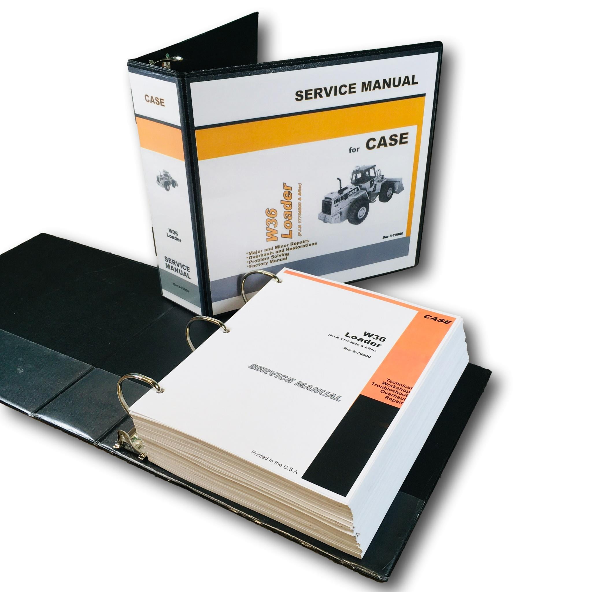 Case W36 Pay Loader Articulated Service Technical Manual Repair Shop In ...