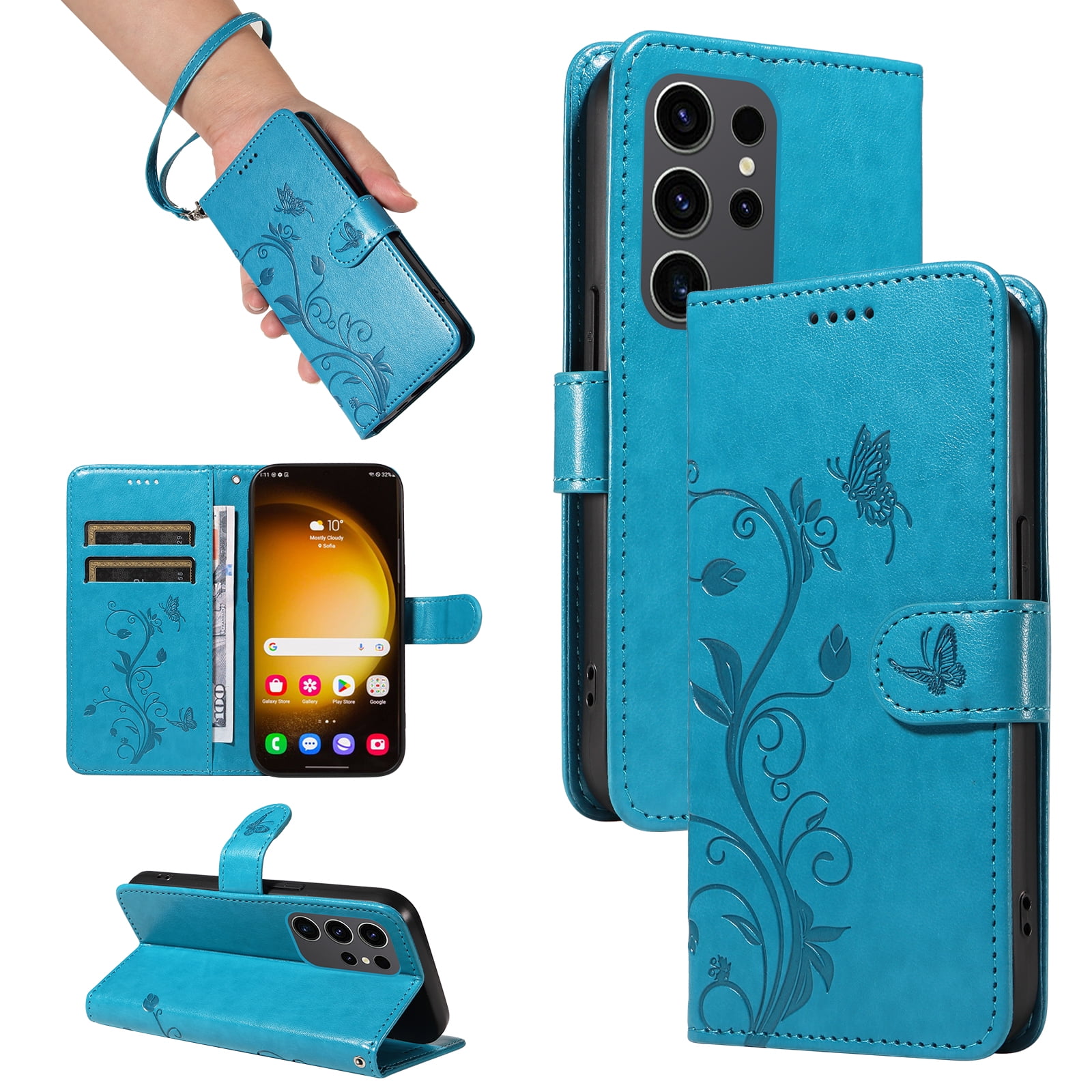 Case Wallet for Samsung Galaxy S23 Ultra with Card Slots, Embossed ...
