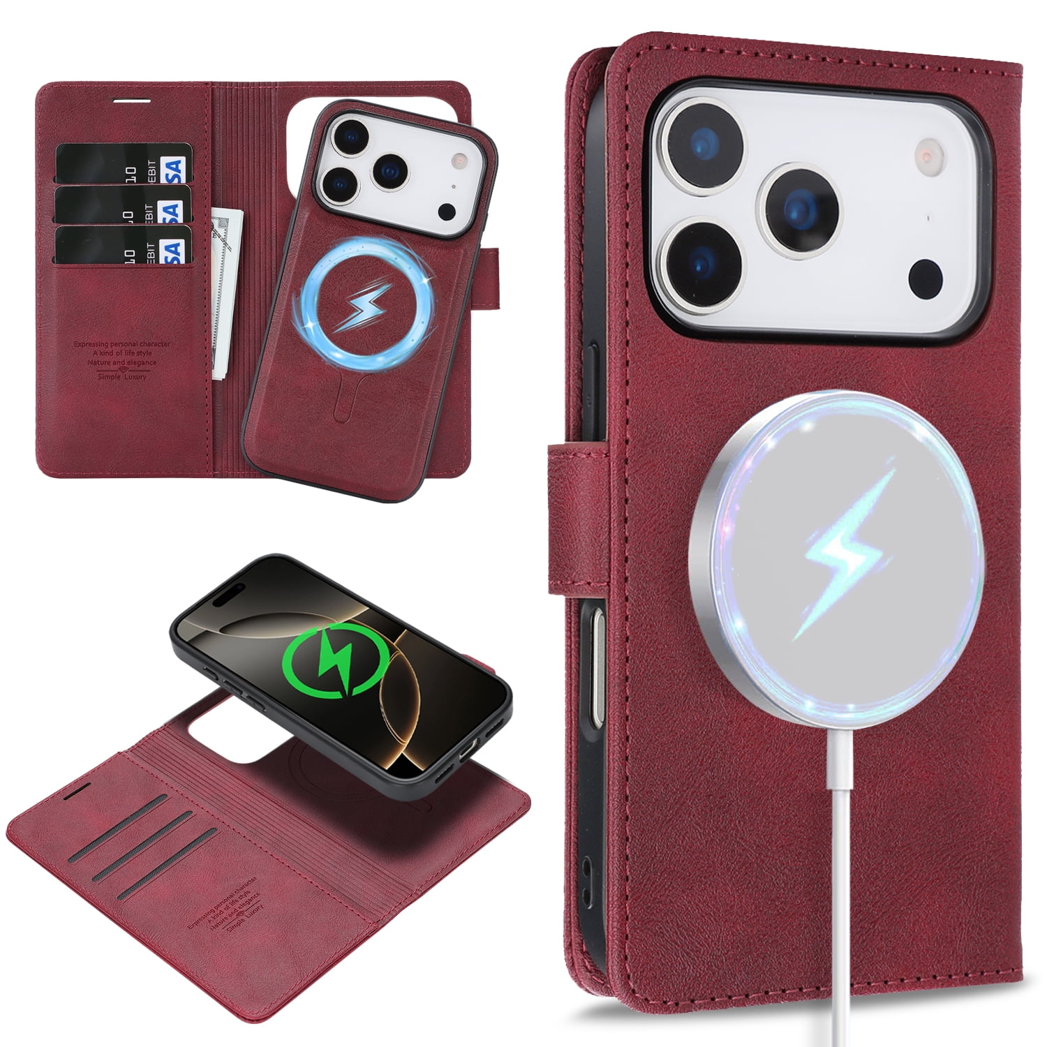 Case Wallet for iPhone 17 Pro, Detachable PU Leather Case with Card ...