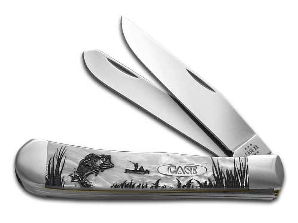 Case XX Knives Bass Fever Trapper 6073BASS-HP White Pearl Stainless ...