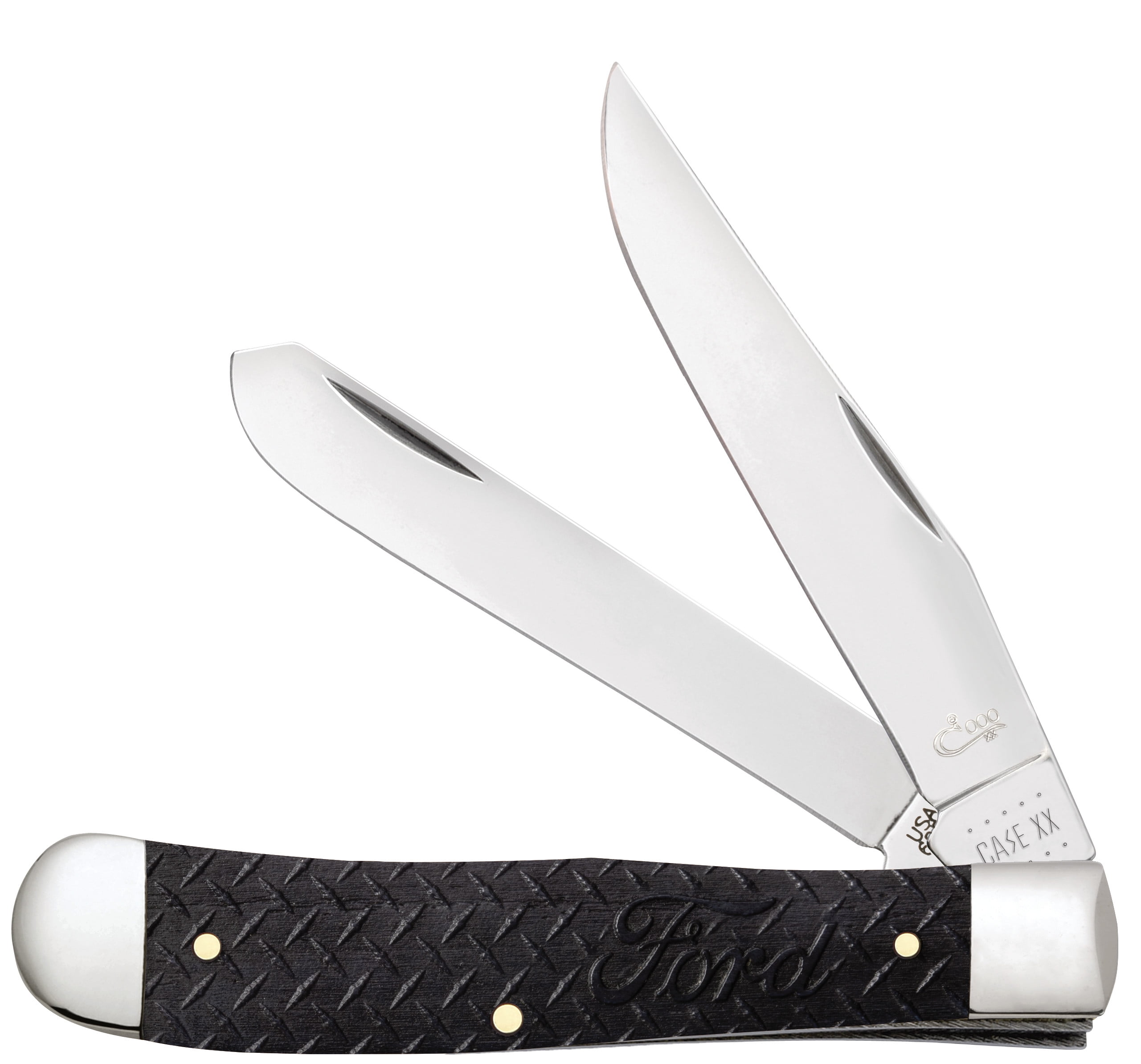 Case XX Knives Color Wash Blue Bone Ford Trapper Stainless Pocket Knife ...