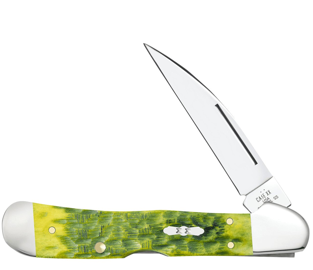 Case XX Knives Copperlock Jigged Green Apple Bone Stainless Pocket ...