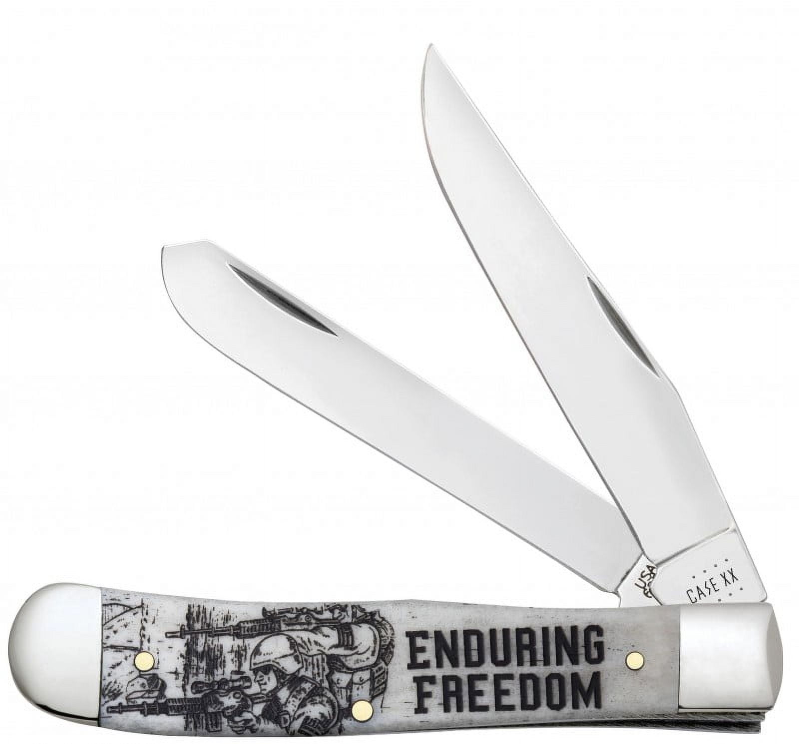 Case XX Knives Enduring Freedom War Series Natural Bone Trapper ...