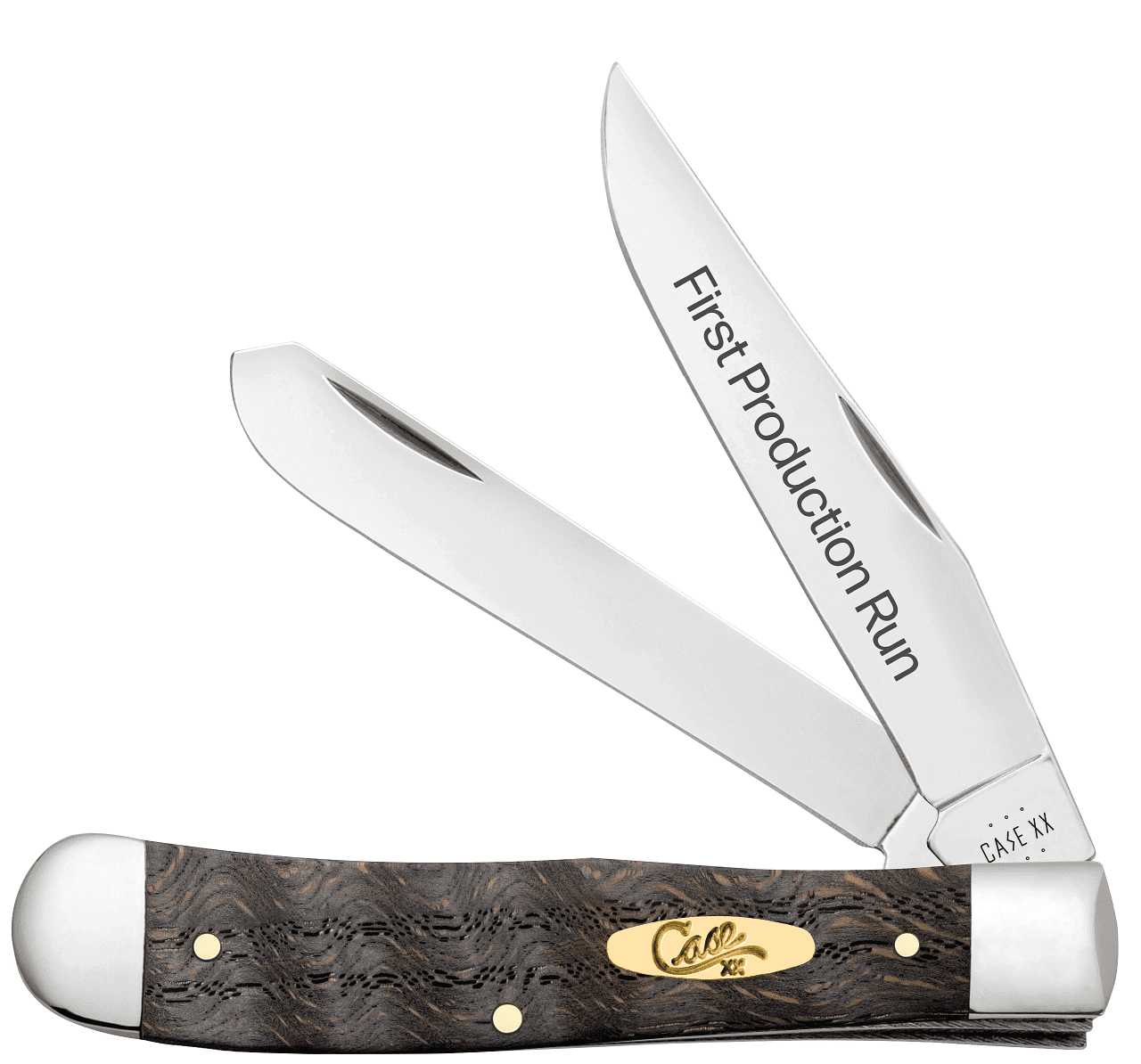 Case XX Knives First Run Trapper Black Curly Oak Wood Stainless 1/250 ...