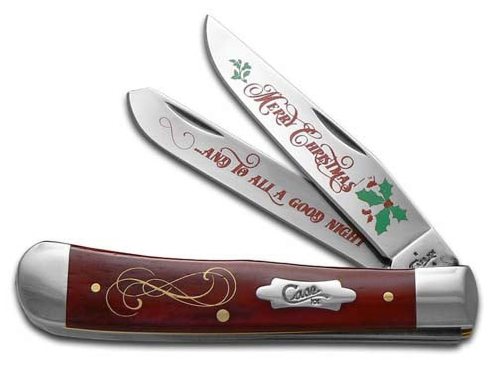 Case XX Knives Merry Christmas Smooth Red Bone Trapper Stainless Pocket Knife - Walmart.com