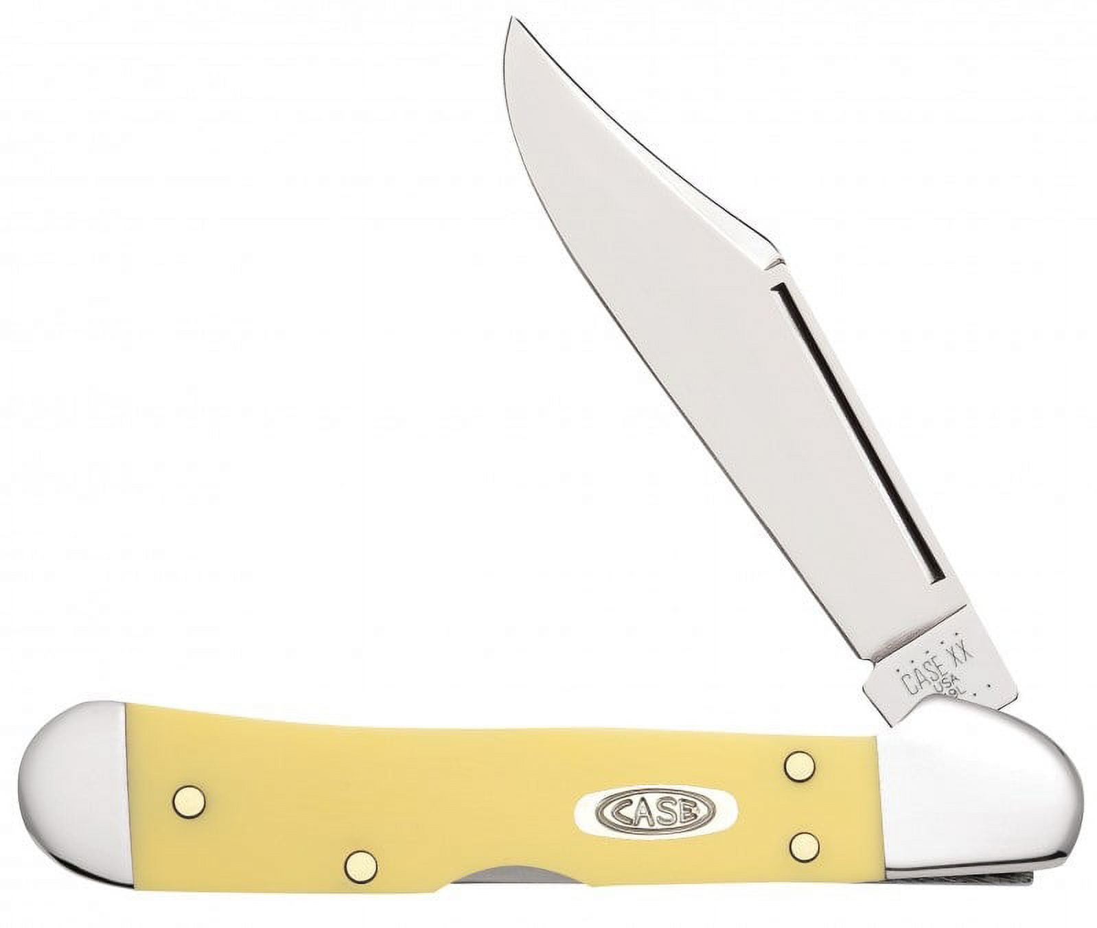 W.R. Case & Sons Cutlery Co. Yellow Delrin Mini Copperlock Carbon Steel ...