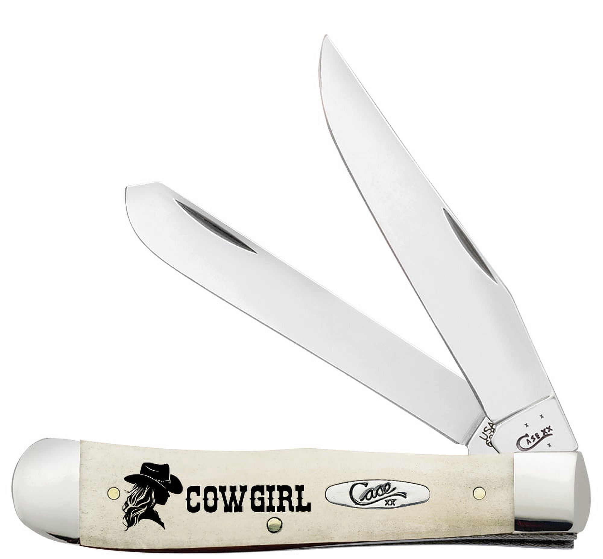 Case XX Knives Trapper Cowgirl Natural Bone Stainless Steel Pocket ...