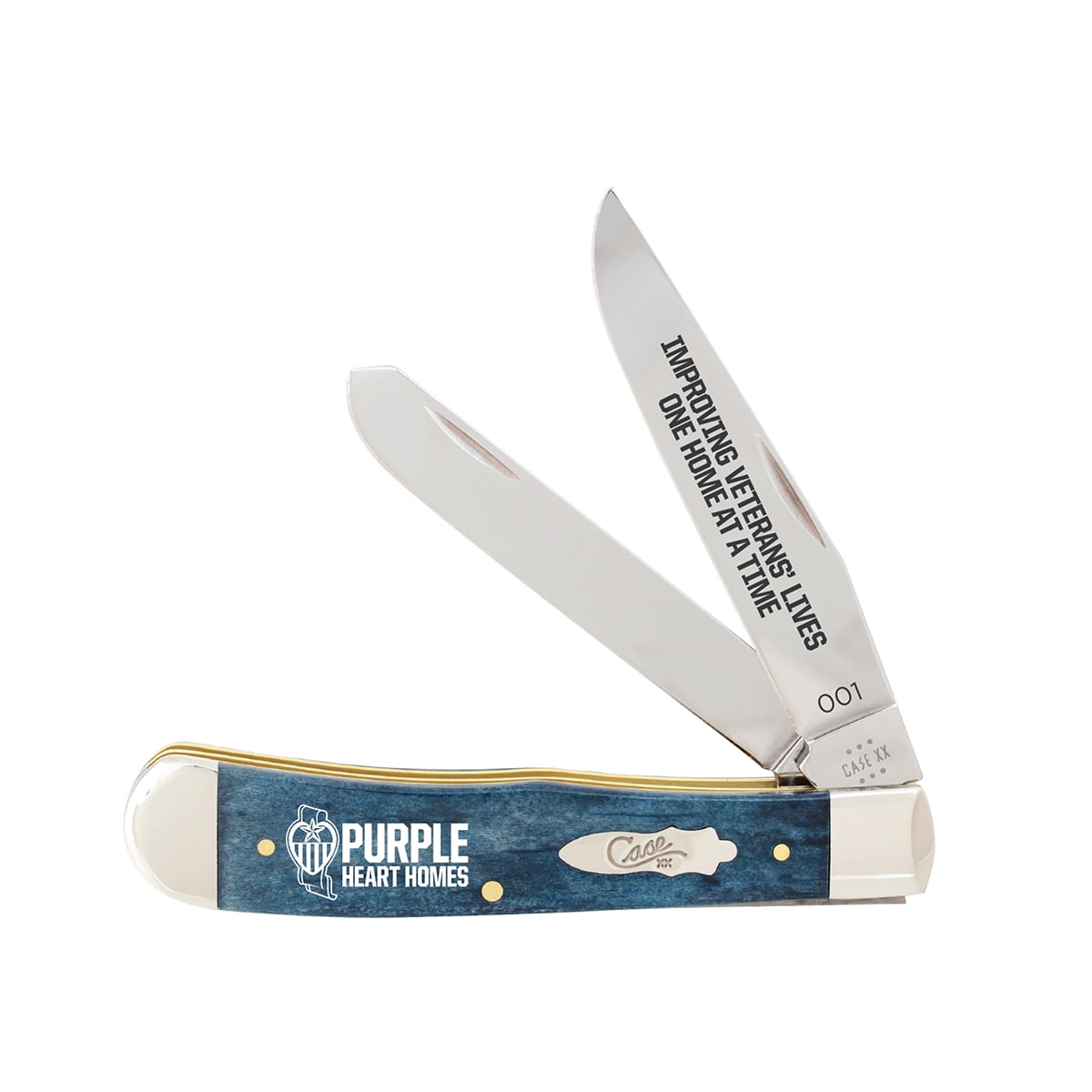 Case XX Knives Trapper Puple Heart Homes Blue Bone Pocket Knife ...