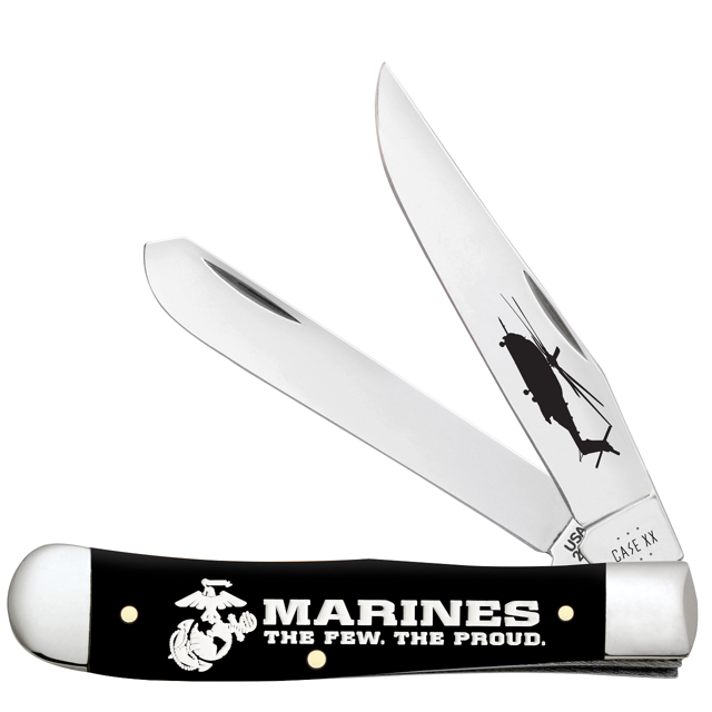 Case XX Knives USMC Trapper 13204 Smooth Black Delrin Stainless Steel ...