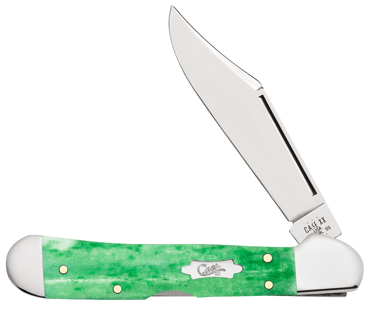 Case XX Mini CopperLock Clip Blade Smooth Emerald Green Bone Handle ...