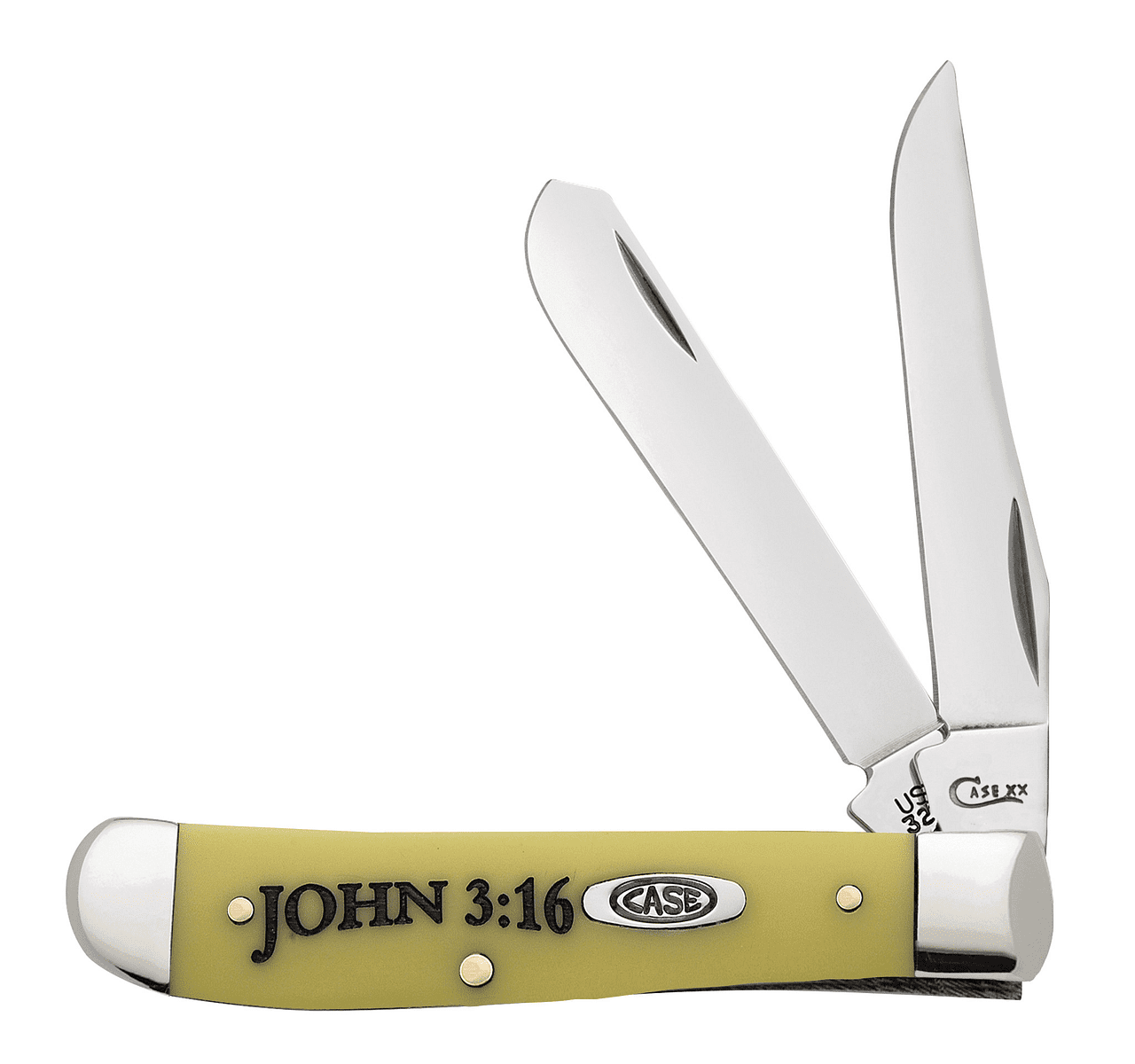 Case XX Mini Trapper Clip, Spey Blade Religious Yellow Synthetic John 3 ...