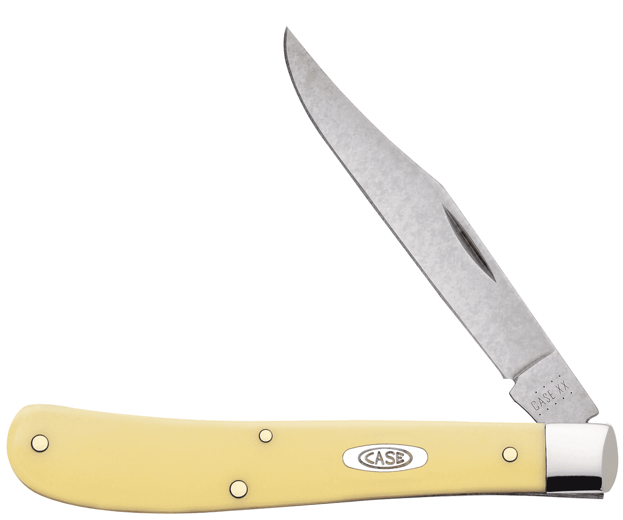 Case XX Slimline Trapper Knife, Clip Blade, Smooth Yellow Synthetic ...