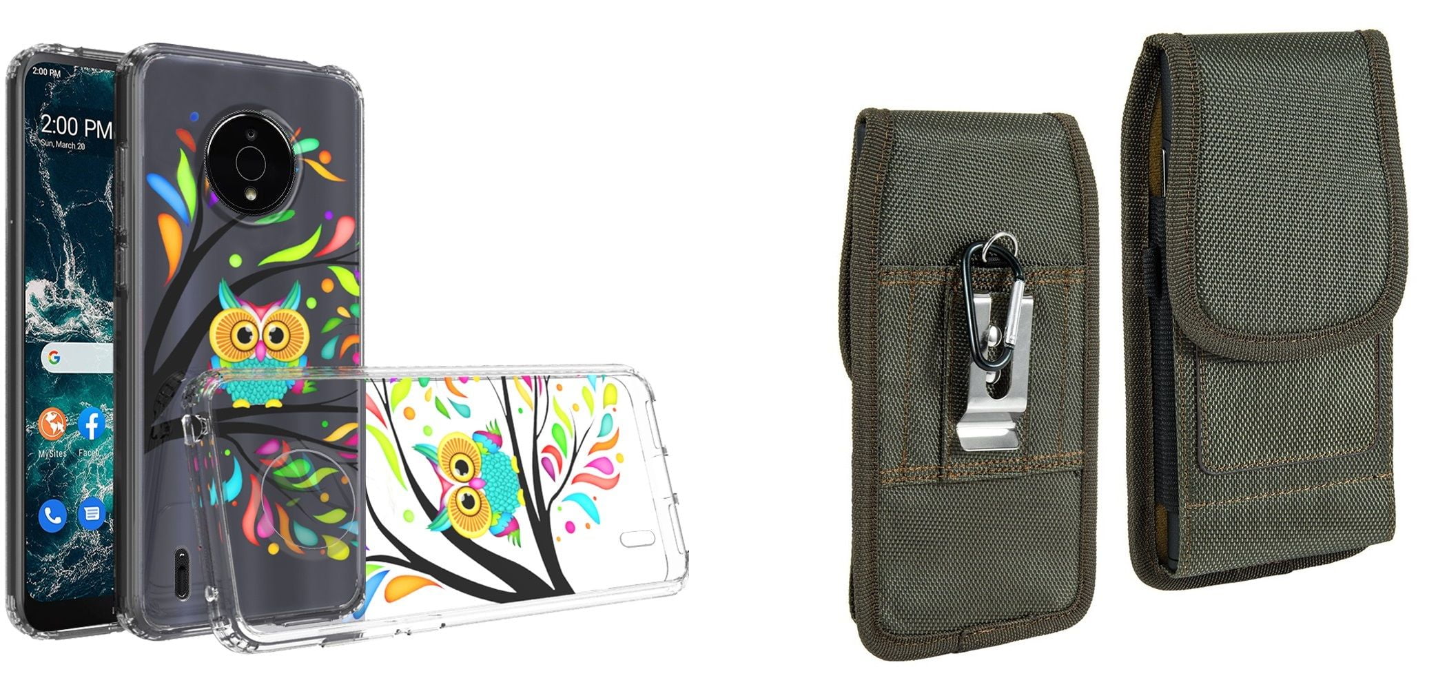 Case and Pouch Bundle for Nokia C200: Slim Series TPU Protector Case ...