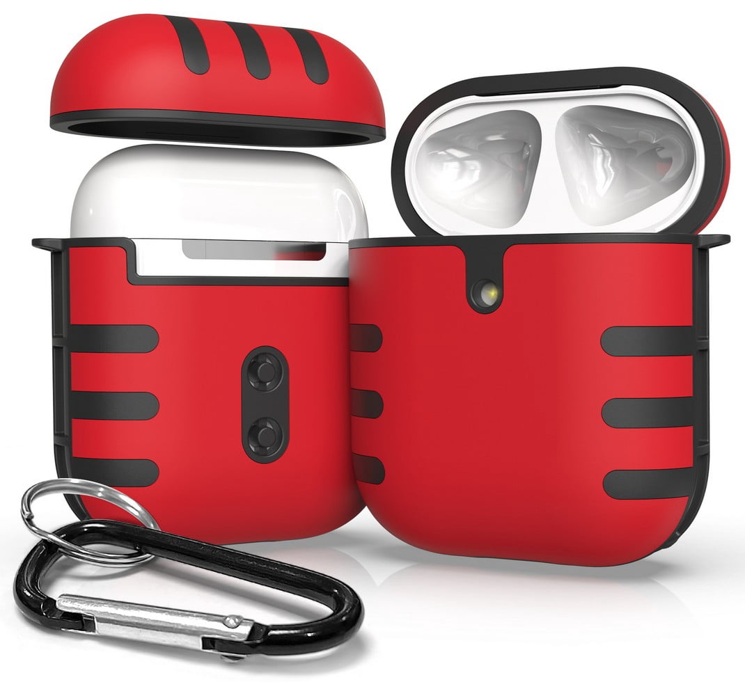 Case for Airpods, Red/Black Duo-Shield Rugged Hybrid Cover ...