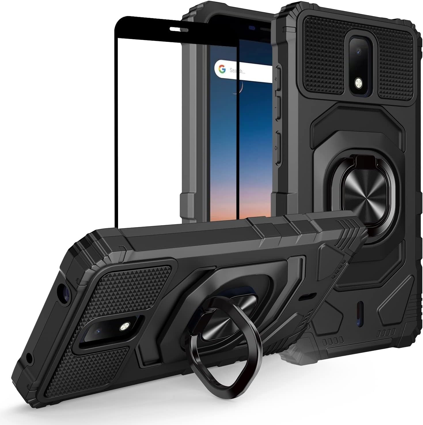 BLU View 4 Smartphone Case with Tempered Glass Protector, Military ...