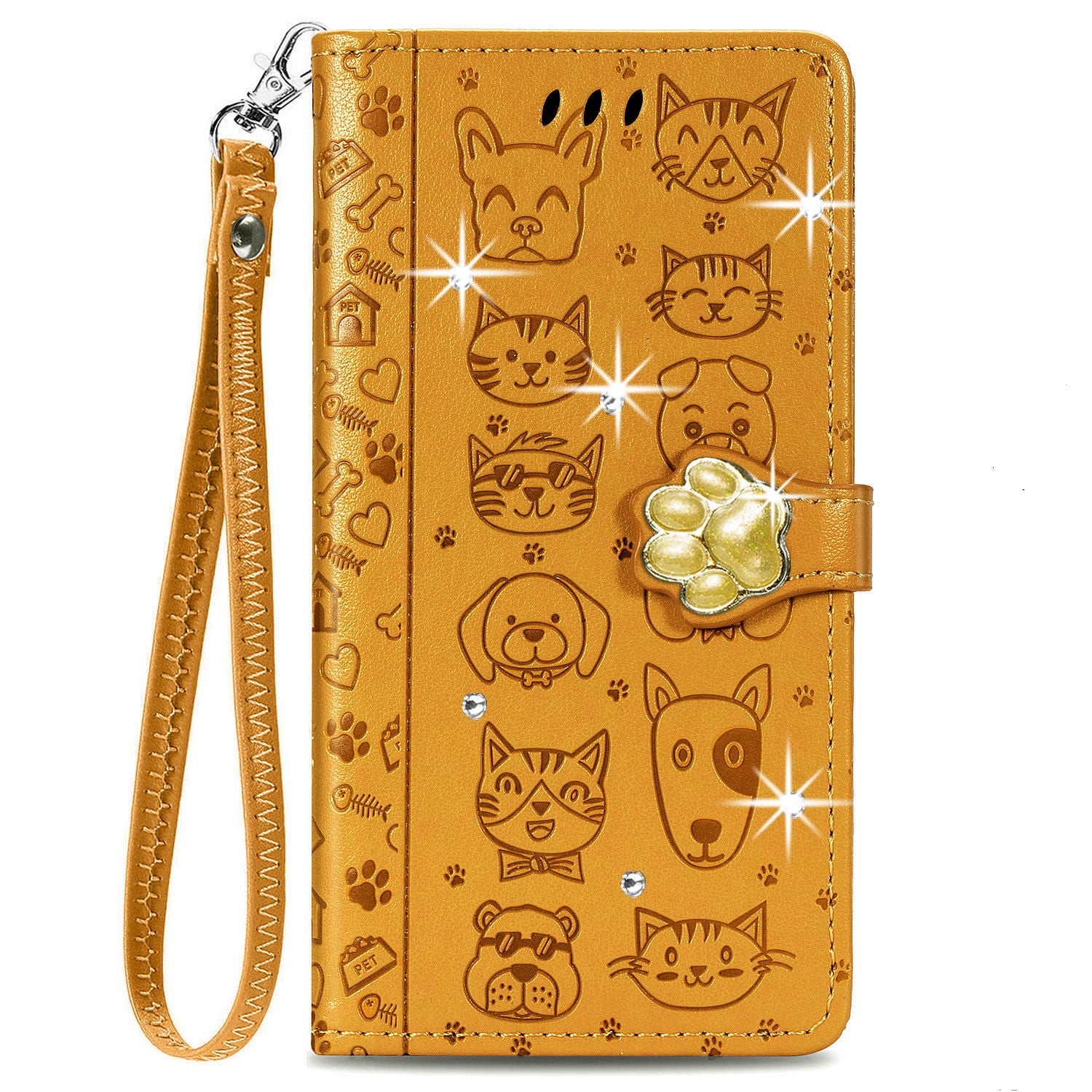 Case for Fujitsu F-52E Wallet case, cute cat and dog cartoon style ...