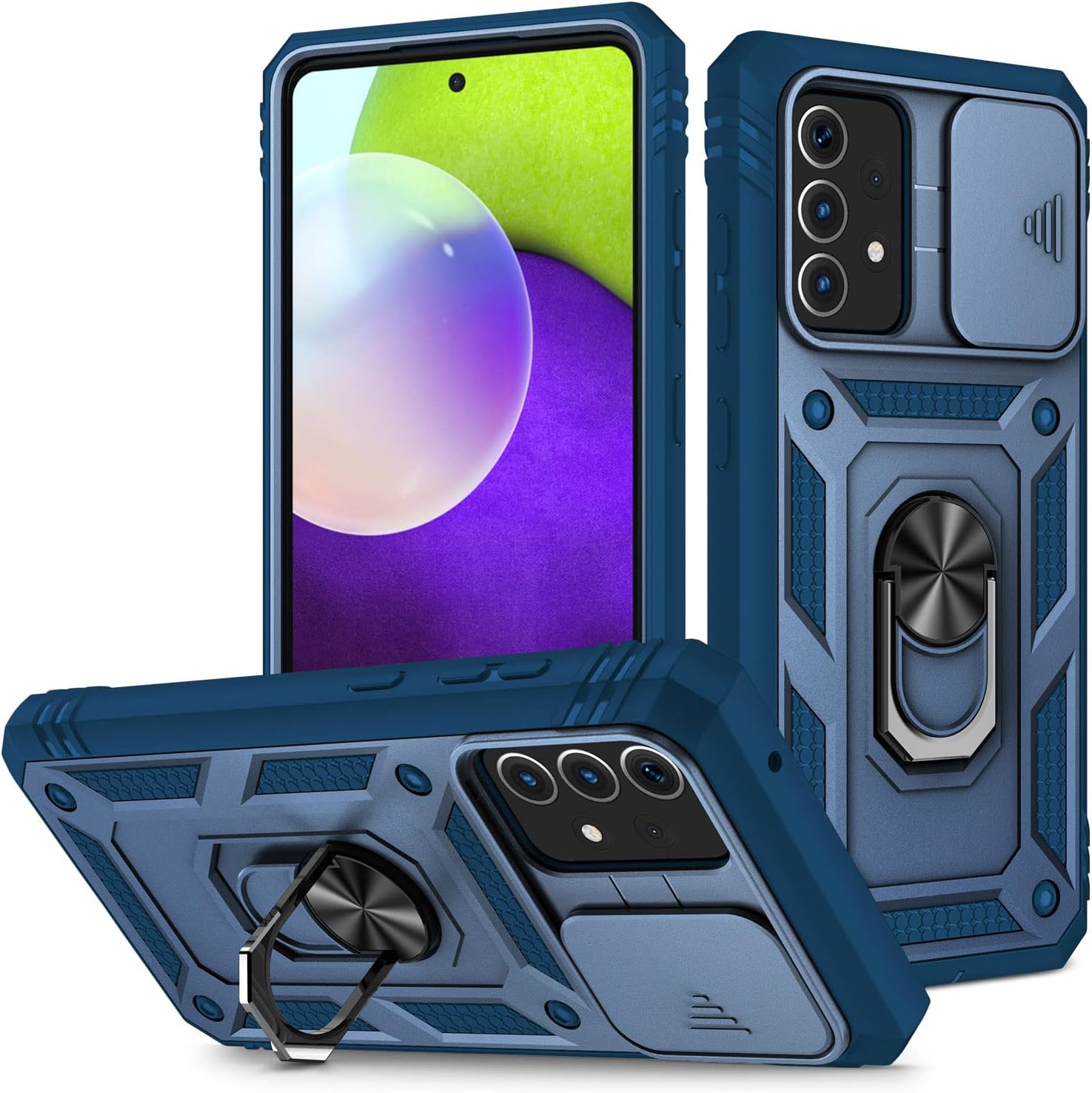 Case for Galaxy A52, Camera Cover Phone Case with Rotation Ring Stand ...