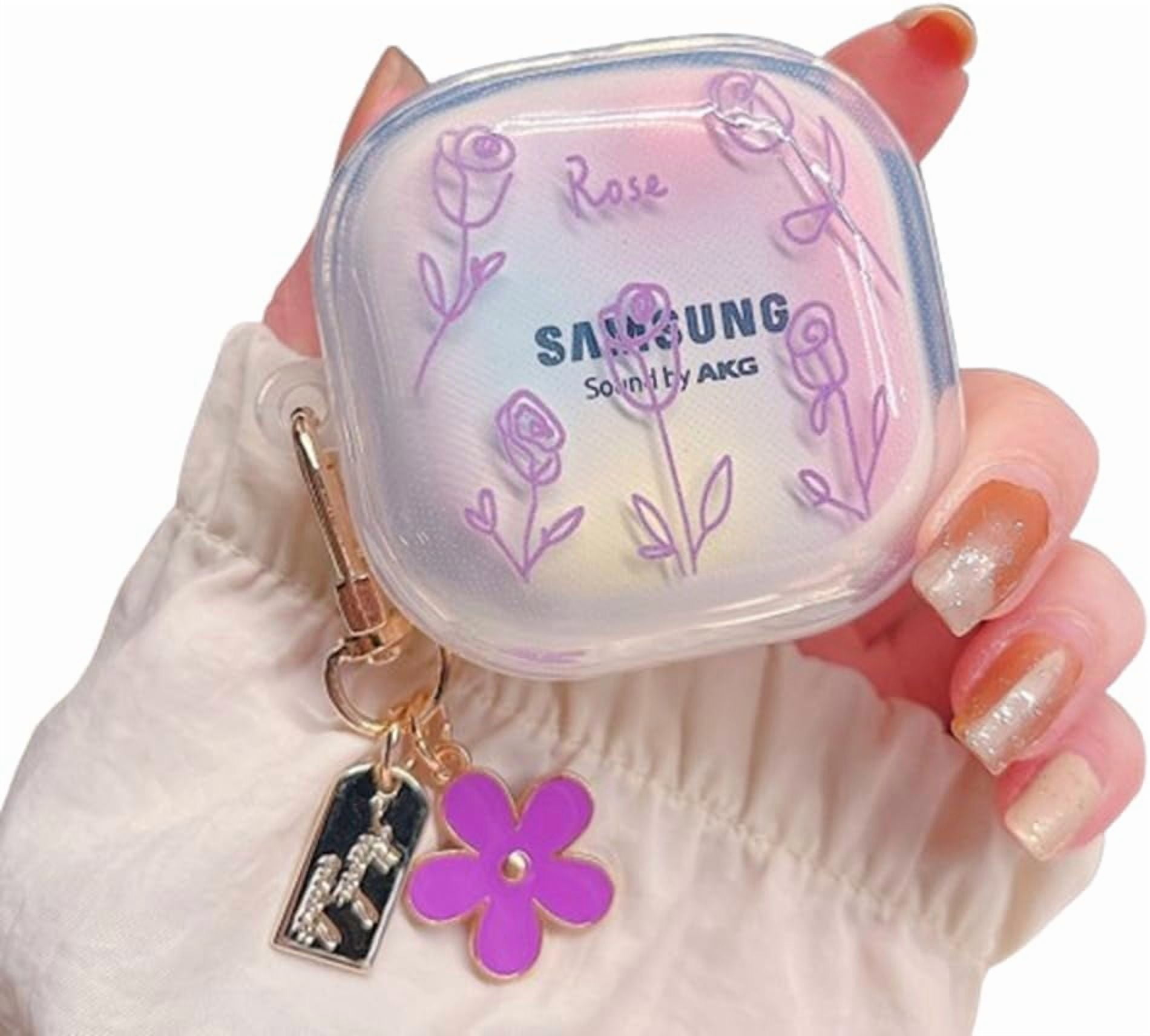 Case for Galaxy Buds FE/2 Pro/Pro/Live/Bud 2,Clear Flower Butterfly ...