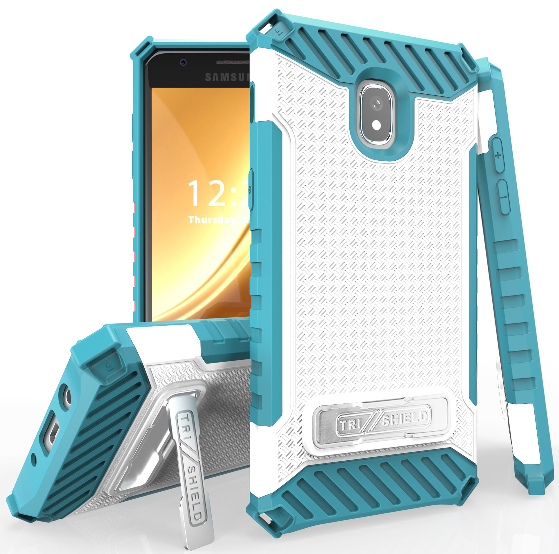 Case for Galaxy J3 2018, Tri-Shield Rugged Cover [with Metal Kickstand ...