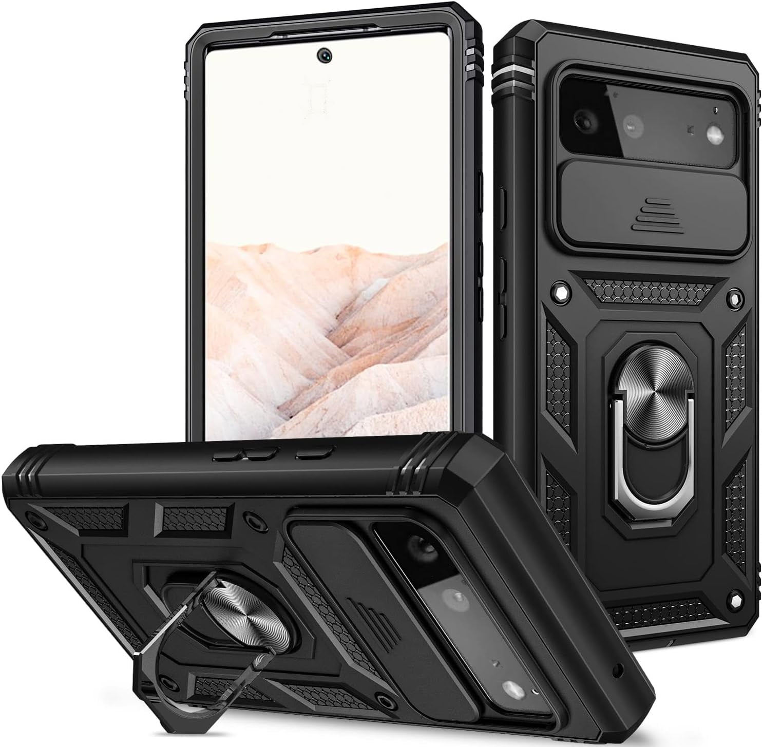 Case for Google Pixel 6, Camera Cover Phone Case with Rotation Ring ...