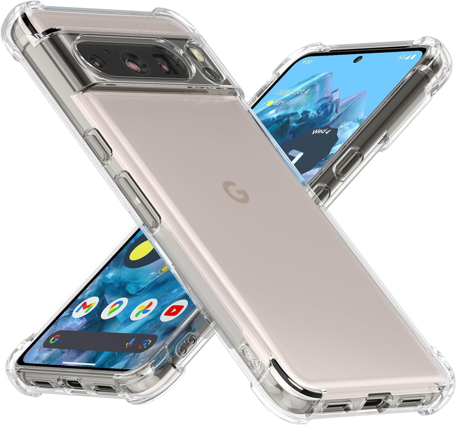 Case for Google Pixel 8 Pro, Clear Cover with Reinforced Corner Bumper ...