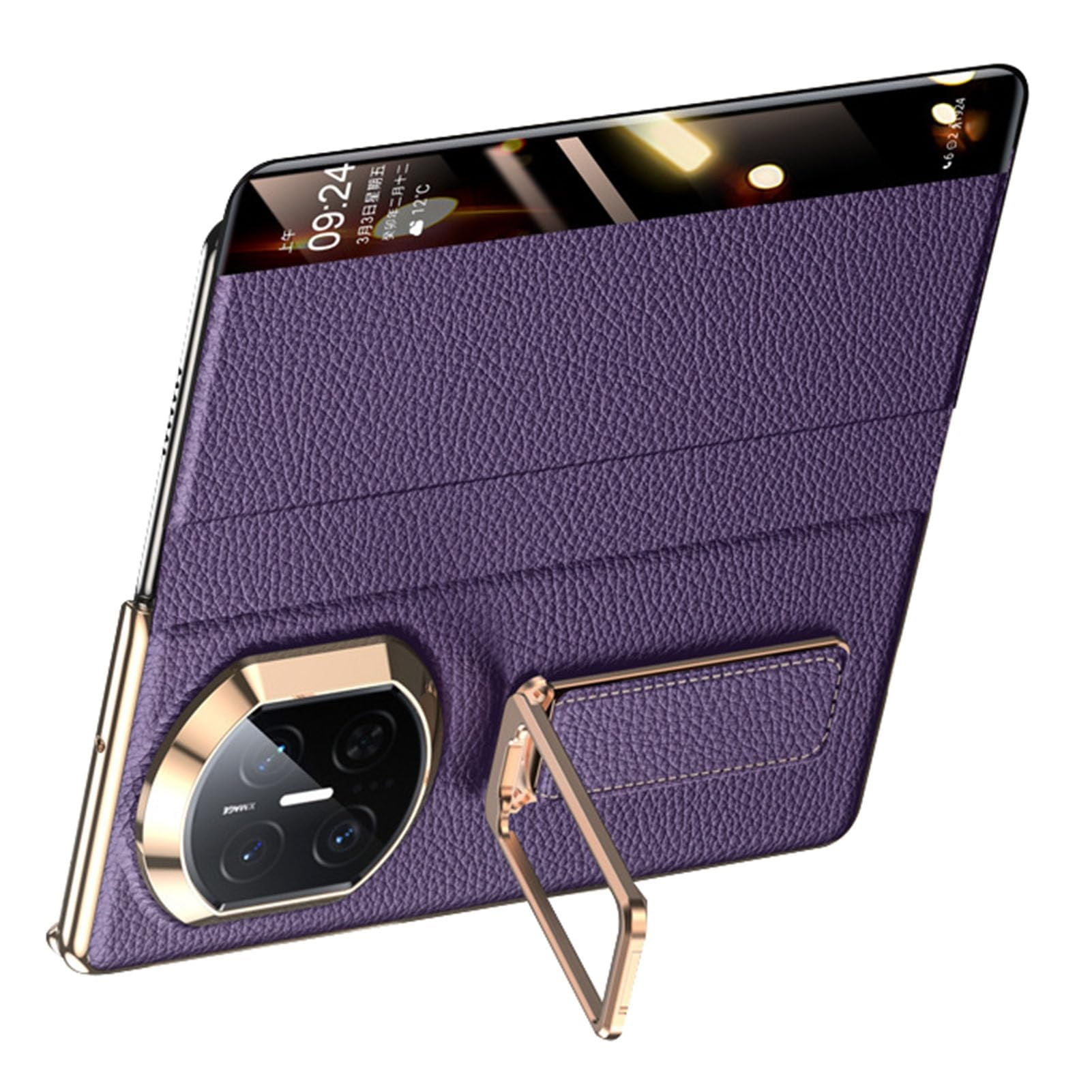 Case for Huawei Mate X7, Genuine Leather Magnetic Cover Plating Stand ...