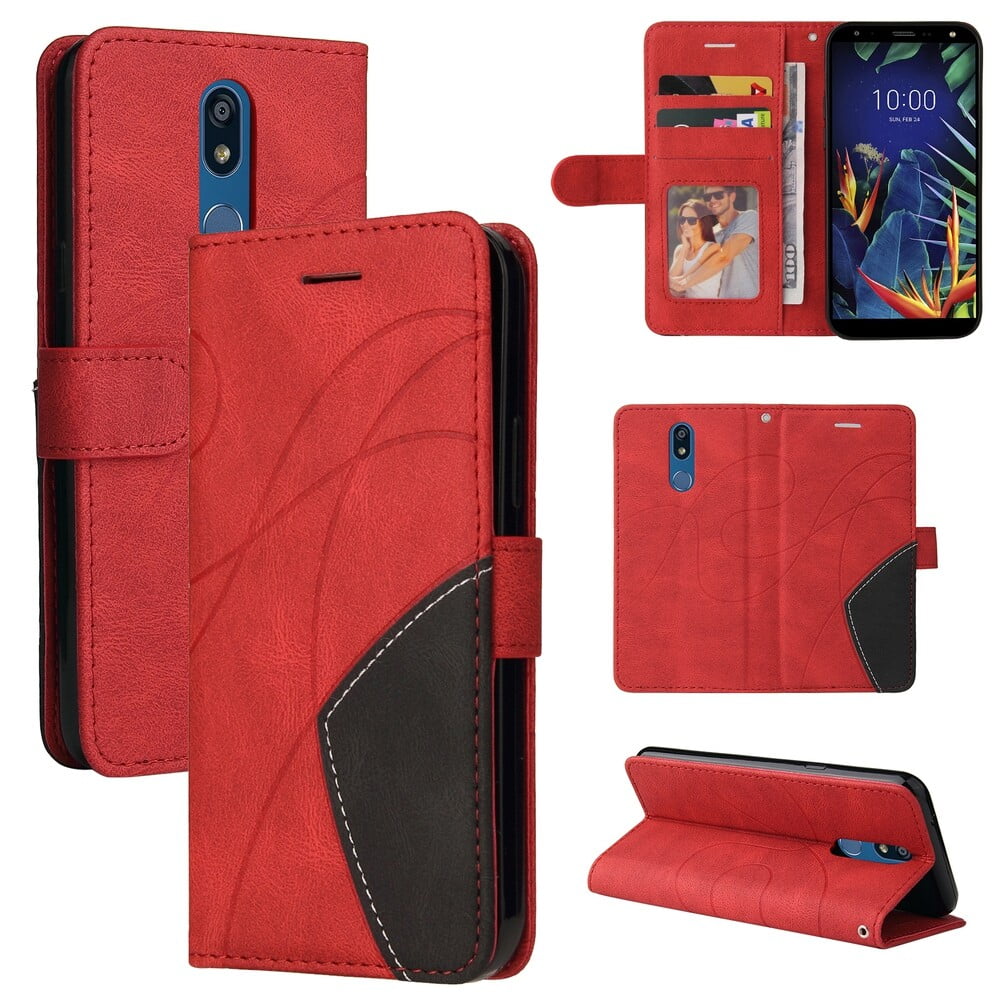 Case for LG K40 Leather Wallet Book Flip Folio Stand View Cover - Red ...