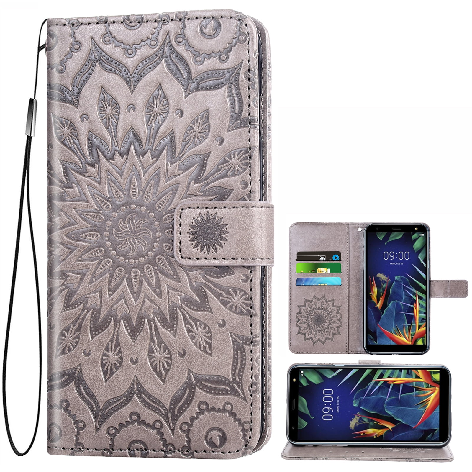 Case for LG K40, PU Leather with Kickstand and 3 Card Slot Flip Wallet ...