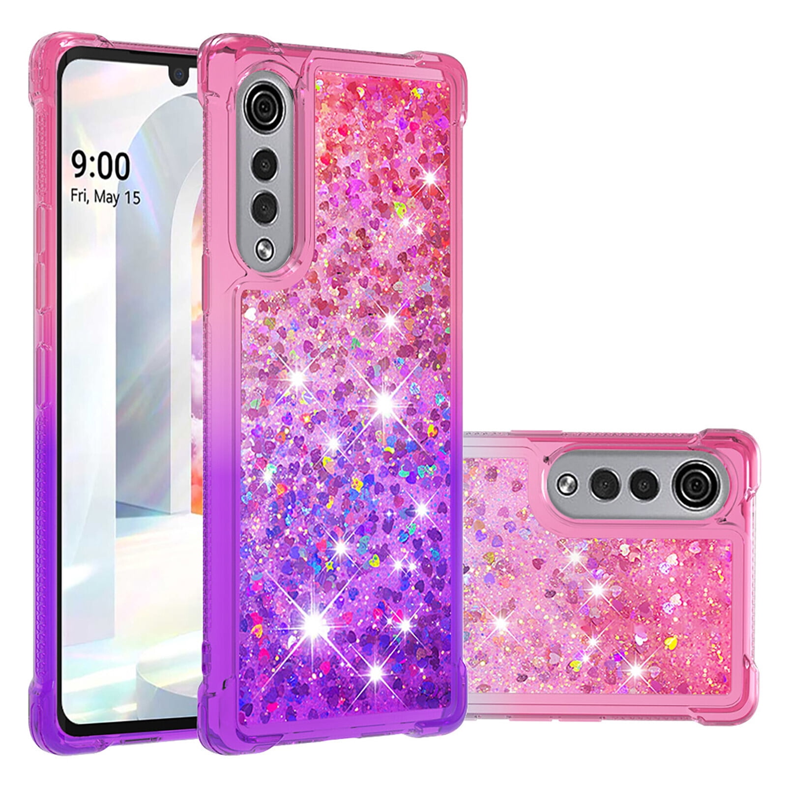 Case for LG Velvet 4G/5G Liquid Glitter Funny Bling Shiny Crystal ...