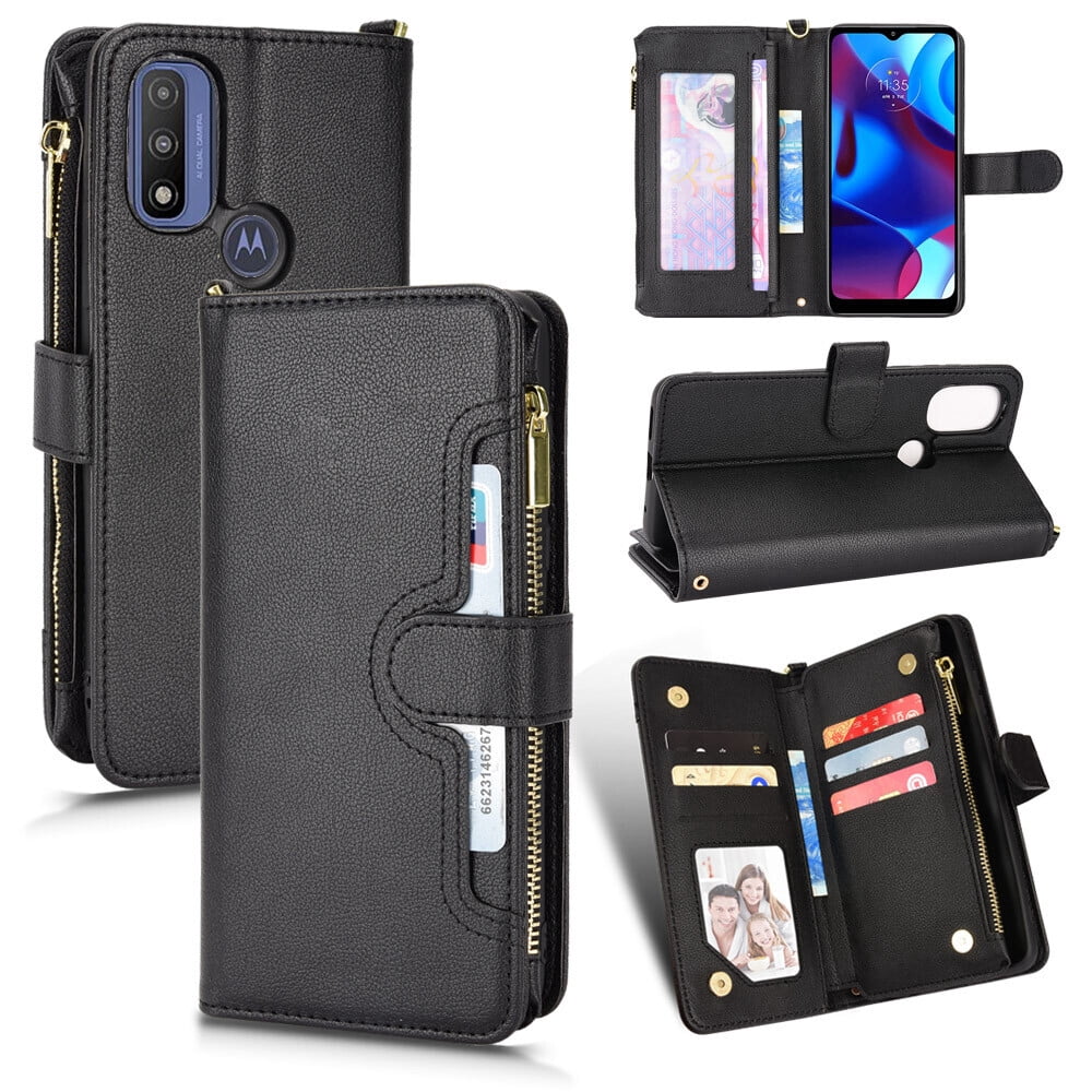 Motorola Moto G PURE Case, Wallet Design with Card Holder, Zipper ...