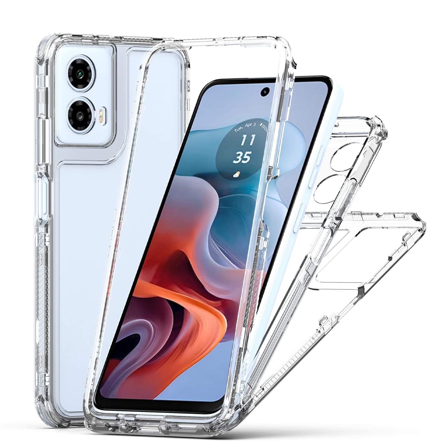 Case for Motorola Moto G34 5G 3-in-1 Clear Bumper Cover with Shockproof ...