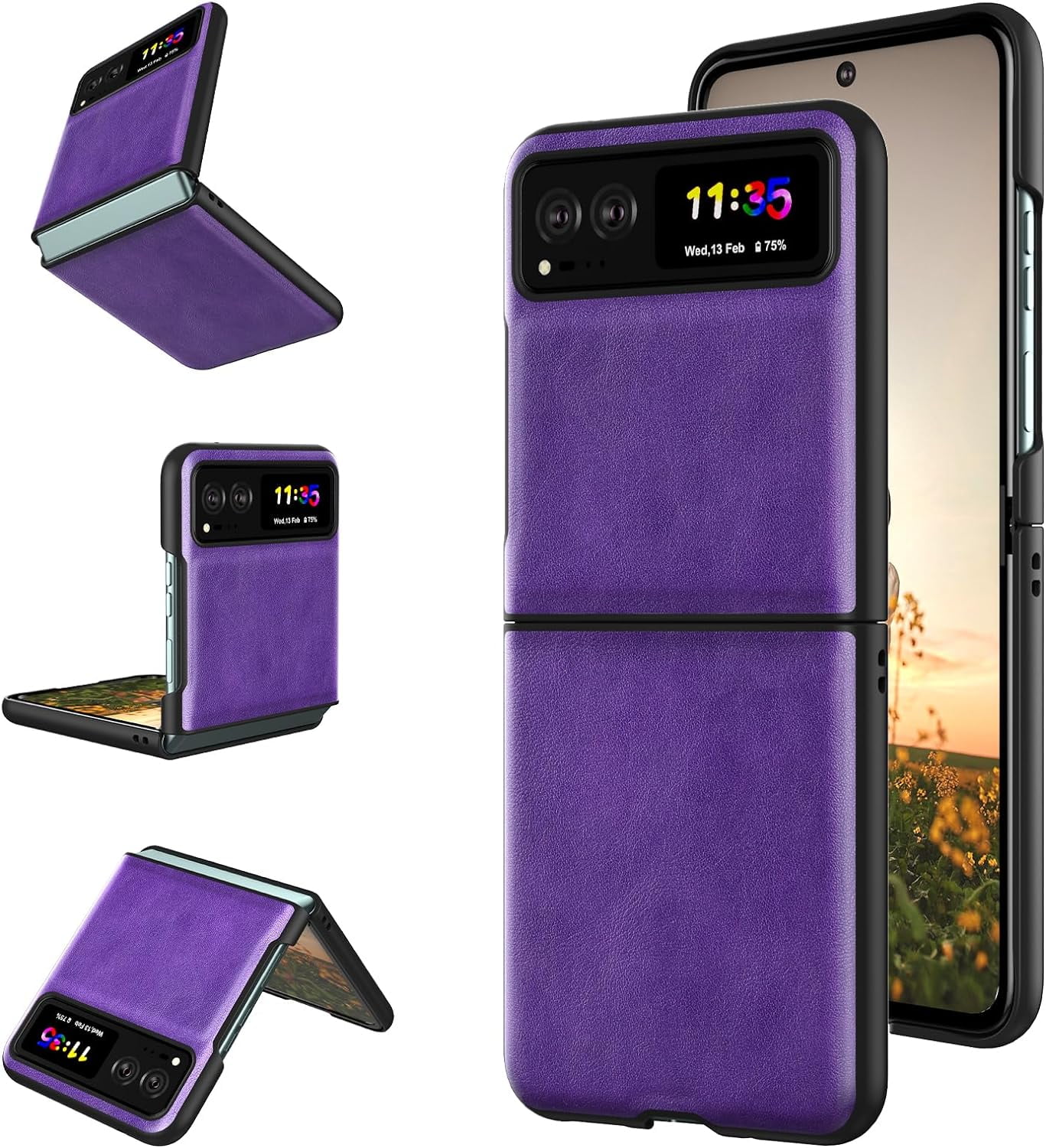 Case for Motorola Razr 2023 (Not Fit Razr+) PU Vegan Leather Back ...