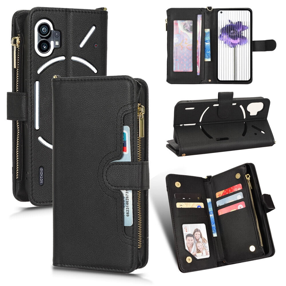 Case for Nothing Phone 1 Cover Zipper Magnetic Wallet Card Holder PU ...