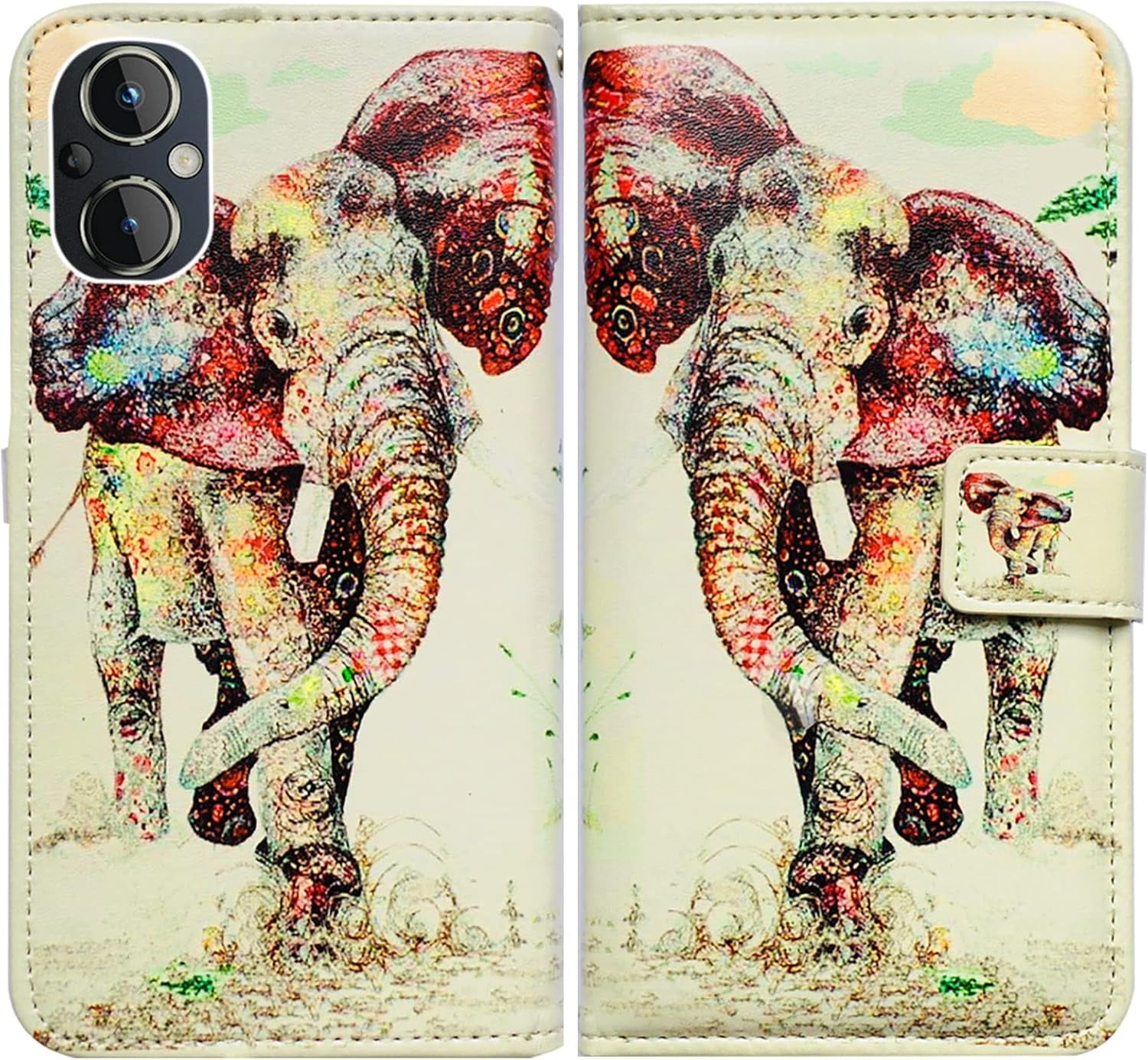Case for OnePlus Nord N20 5G, Elephant Pattern Leather Flip Phone Case ...