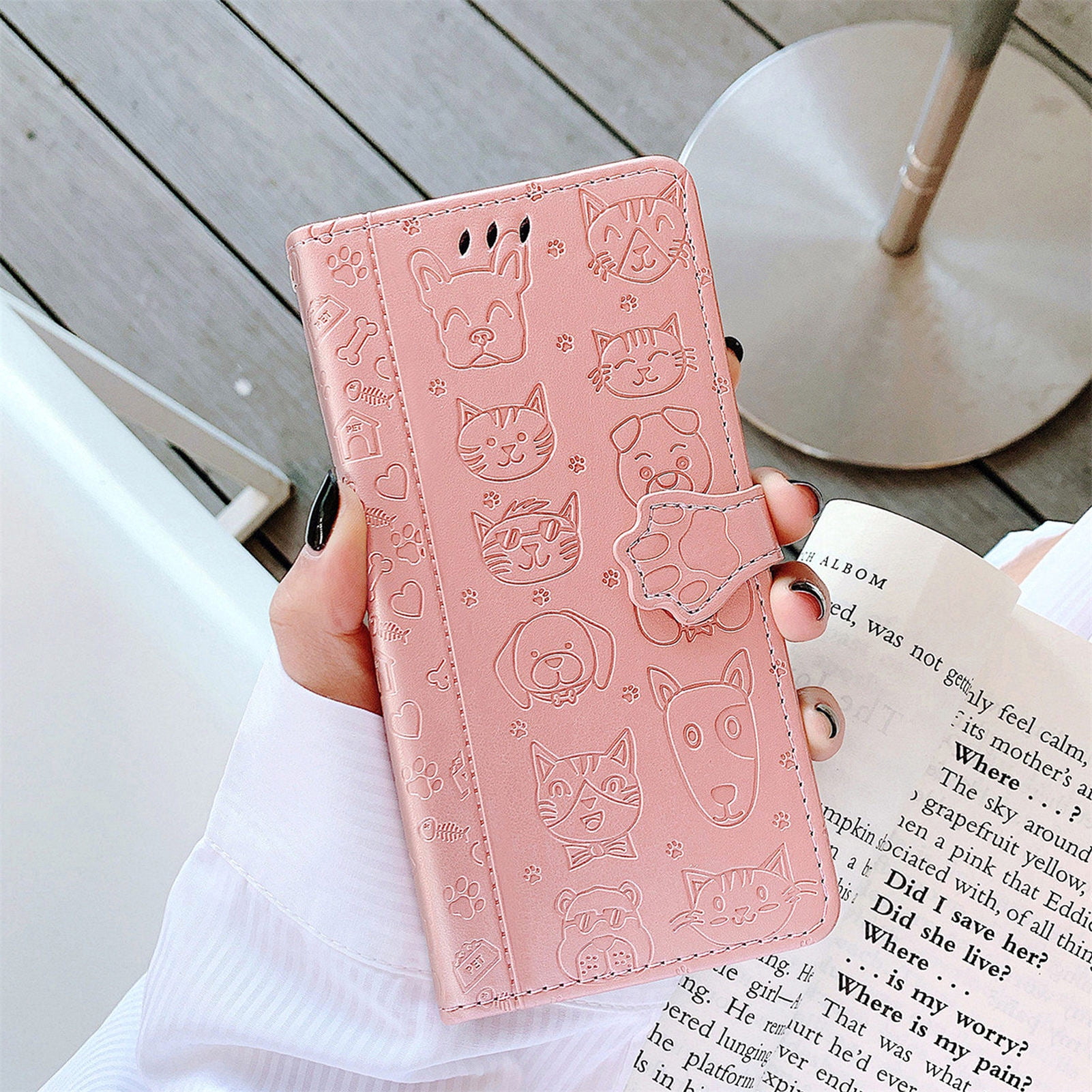 Case for Redmi 12C Flip phone case, 3D cat dog embossed wallet phone ...