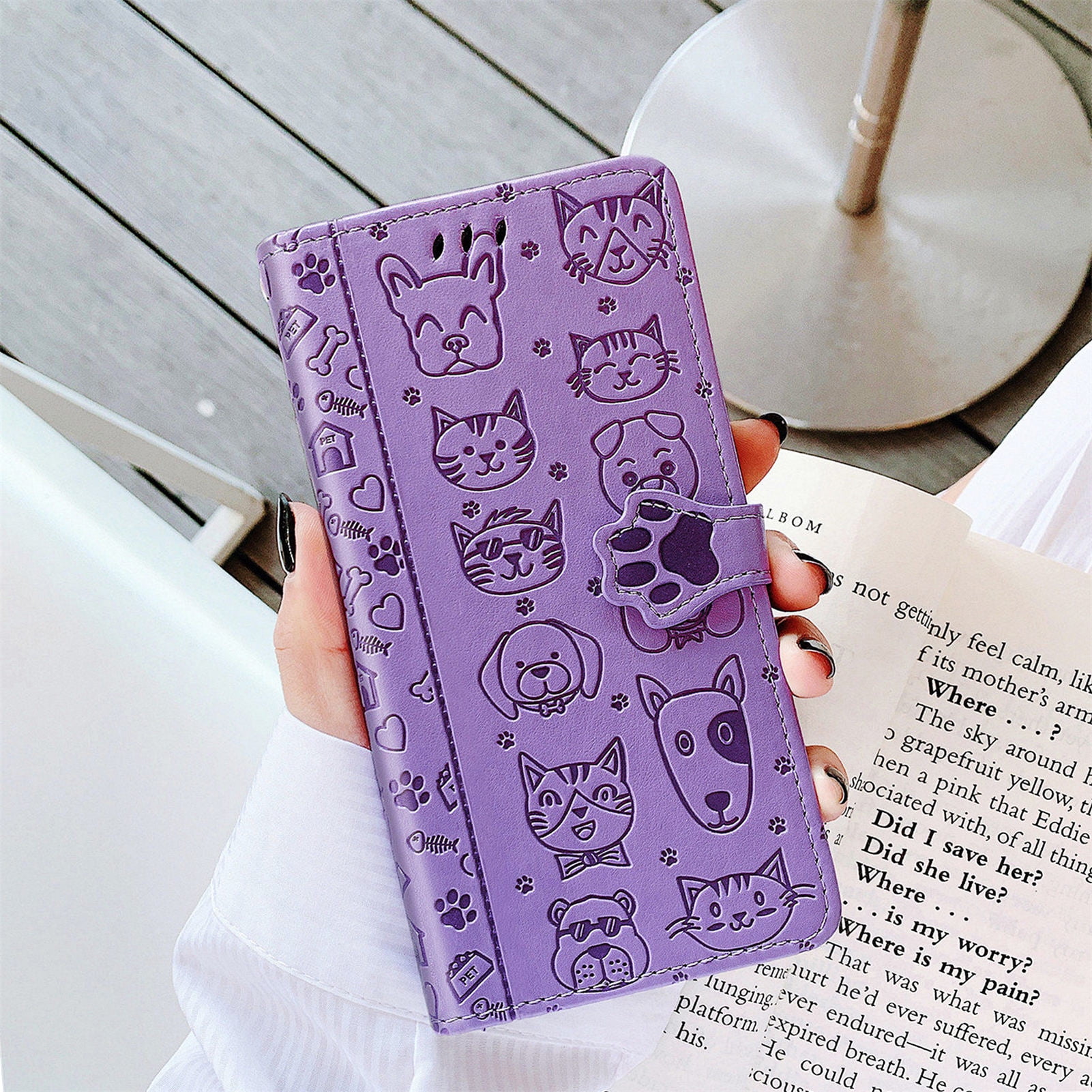 Case for Redmi 13C Flip phone case, 3D cat dog embossed wallet phone ...