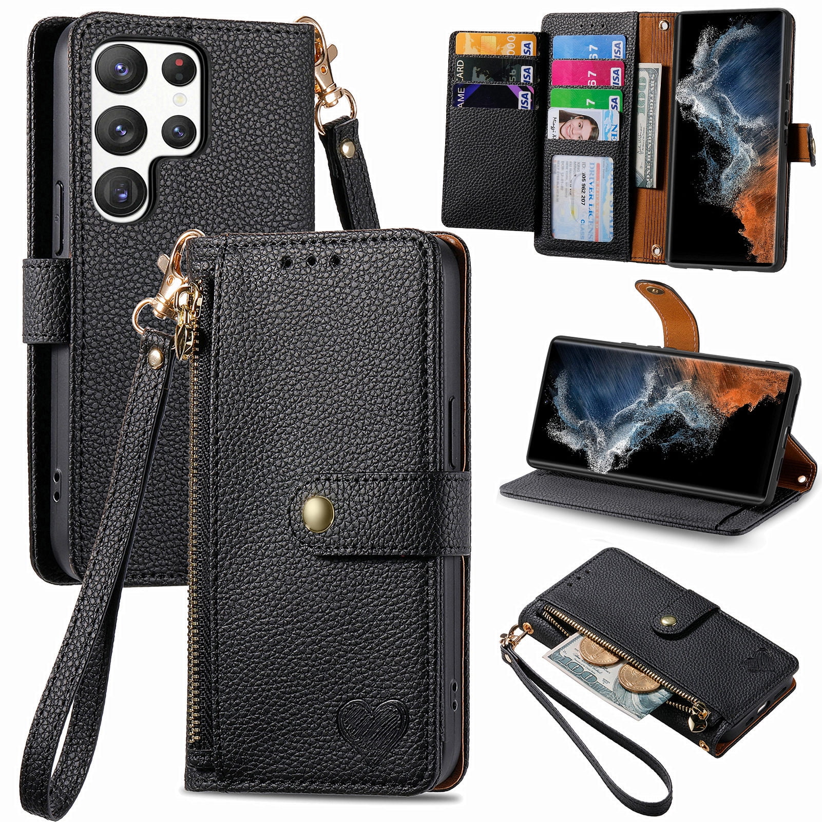 Case for Redmi 13c 5G Wallet case, RFID shielded heart-shaped leather ...