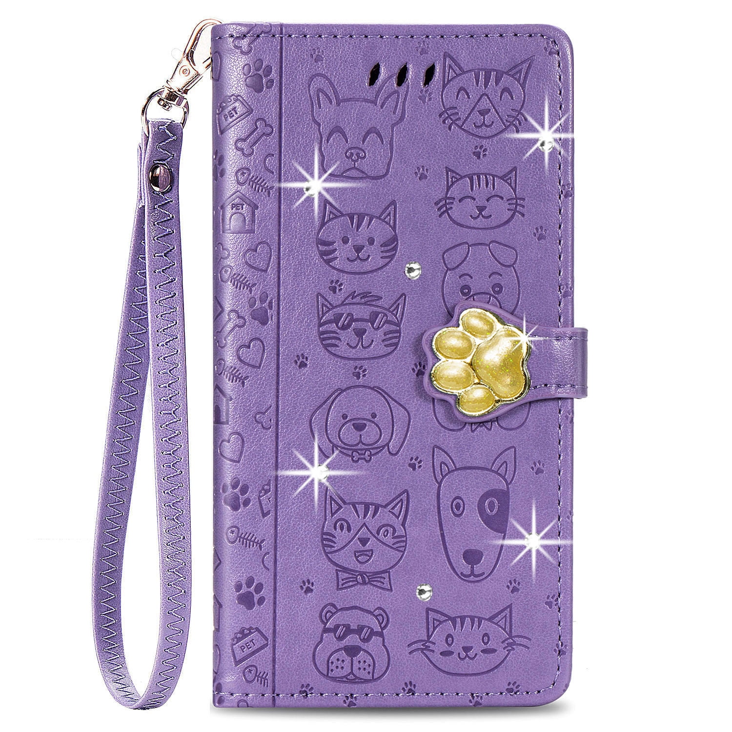 Case for SHARP V6 Plus Wallet case, cute cat and dog cartoon style ...