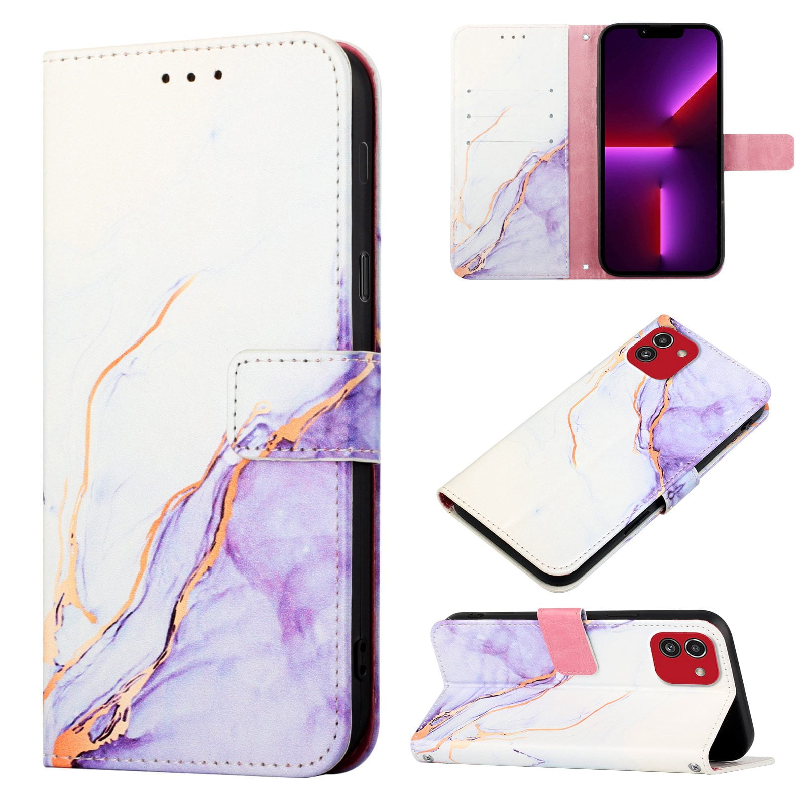Case for Samsung A15 Luxurious leather wallet protector with card holder, featuring a stand and ...