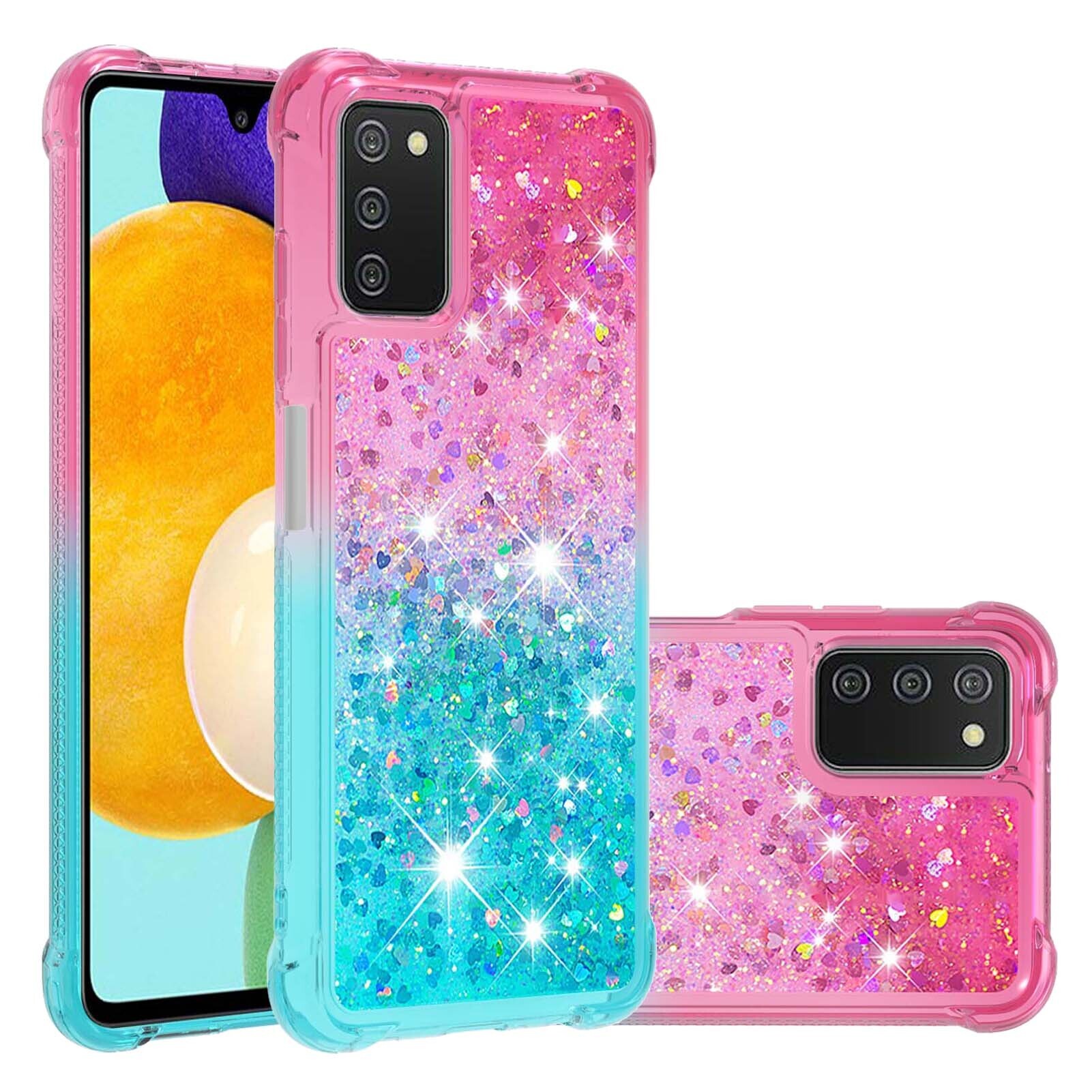 Case for Samsung Galaxy A03S Liquid Glitter Funny Bling Shiny Crystal ...
