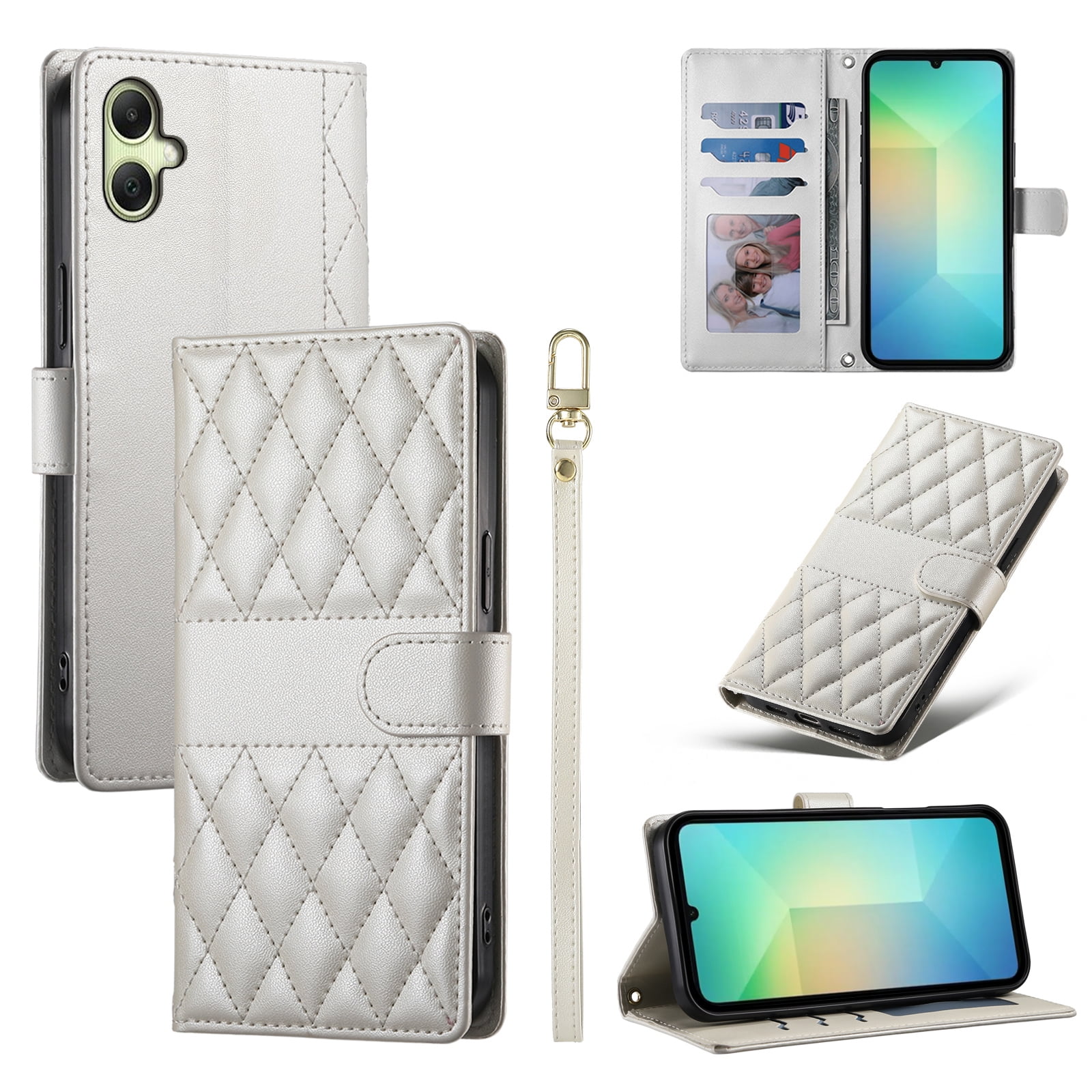 Case for Samsung Galaxy A06 wallet wrist strap shoulder strap multi ...