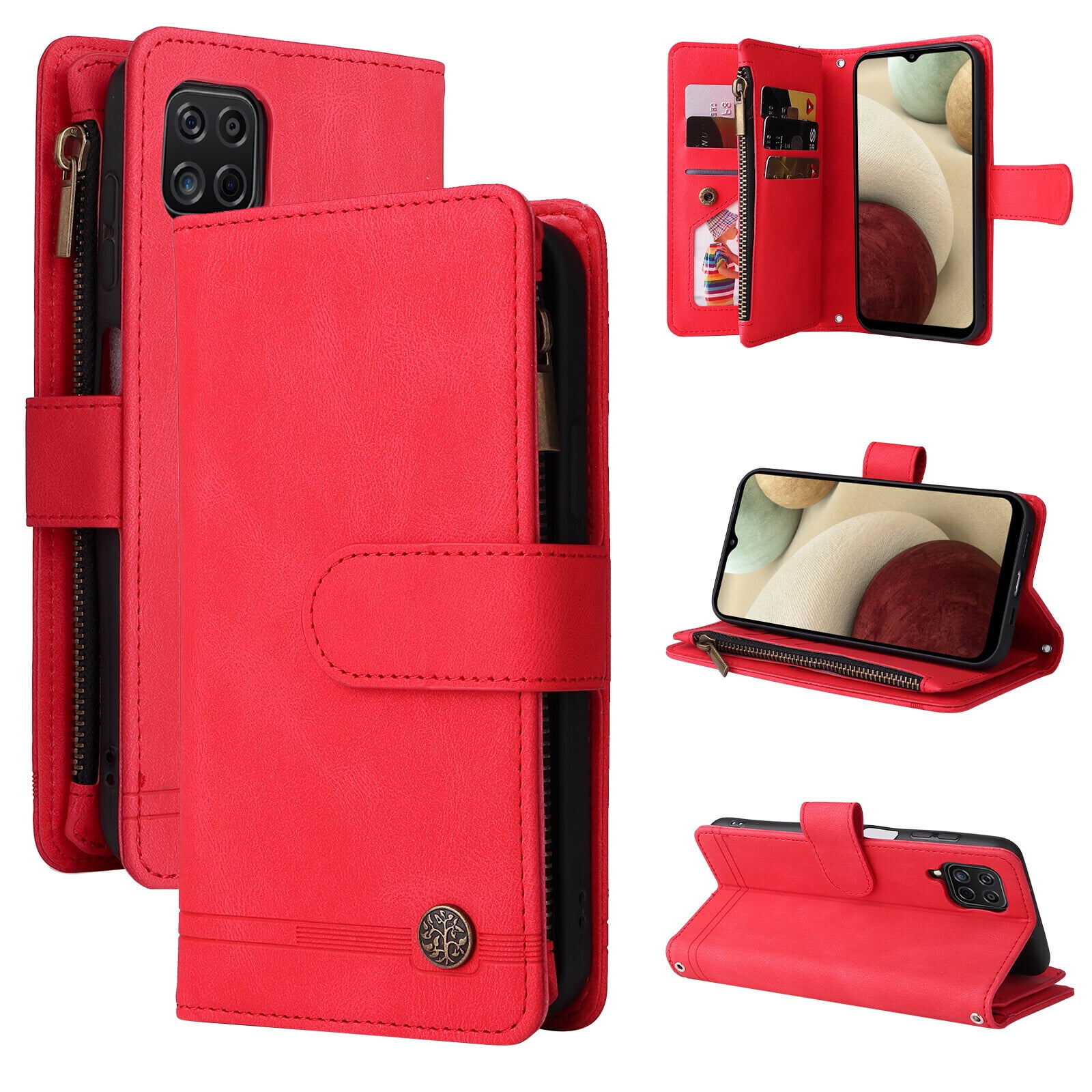 Case for Samsung Galaxy A12 5G Cover Zipper Pocket Wallet Case Magnetic ...