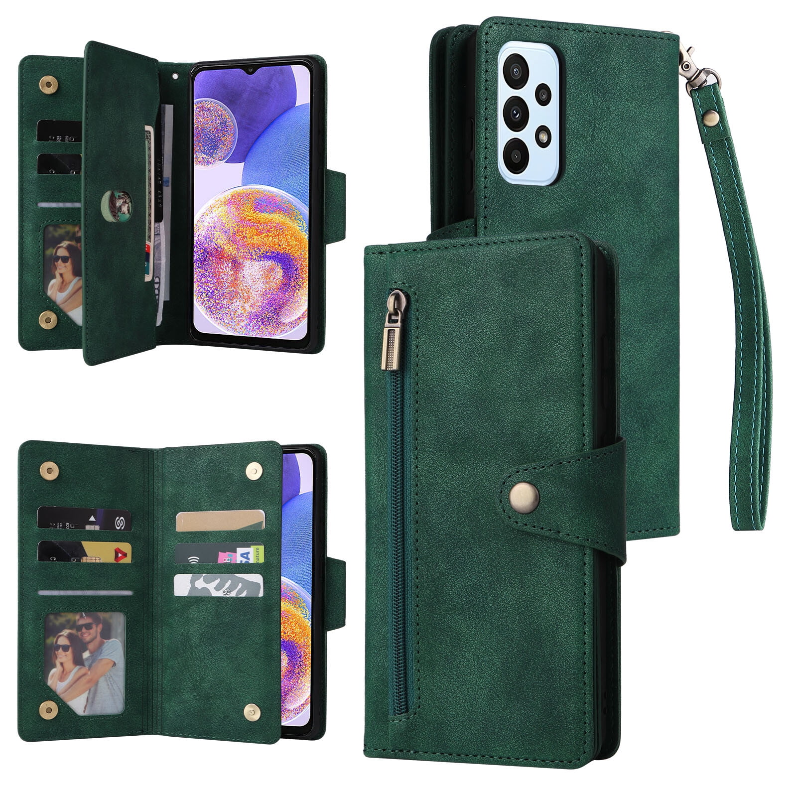 Case for Samsung Galaxy A23 4G/5G Magnetic Leather Zipper Wallet Cover Card Holder - Walmart.com