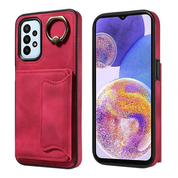Case for Samsung Galaxy A23, PU Leather 3 Card Slots with Finger Ring ...