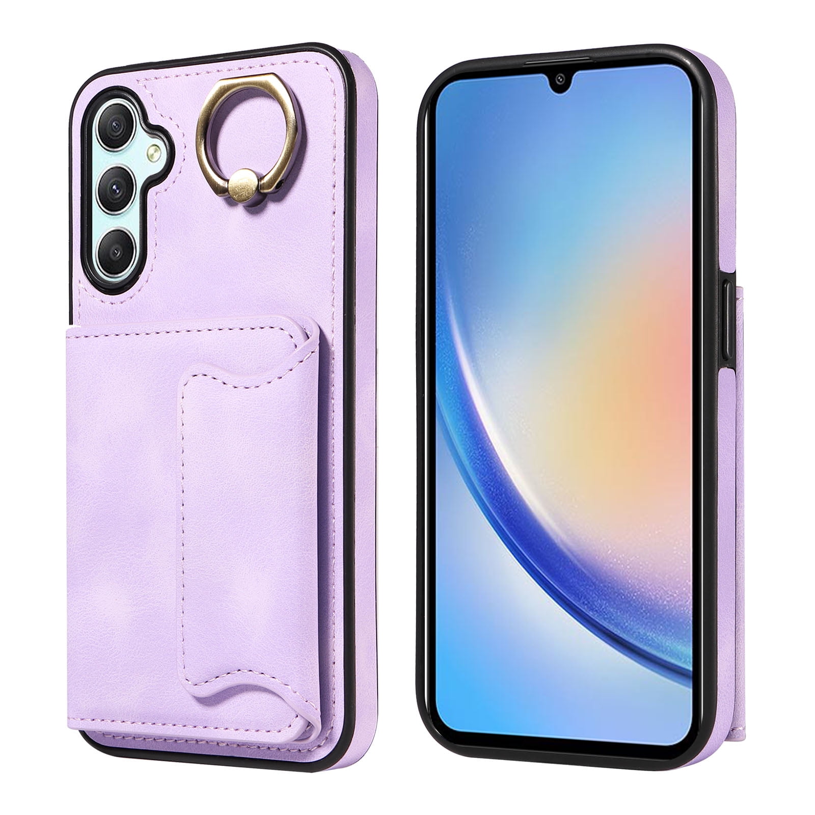 Case for Samsung Galaxy A34 4G LTE, PU Leather 3 Card Slots with Finger ...