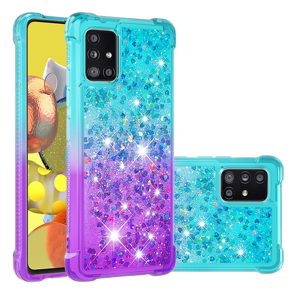 Case for Samsung Galaxy A51 5G Liquid Glitter Funny Bling Shiny Crystal Flowing Sparkle Moving ...