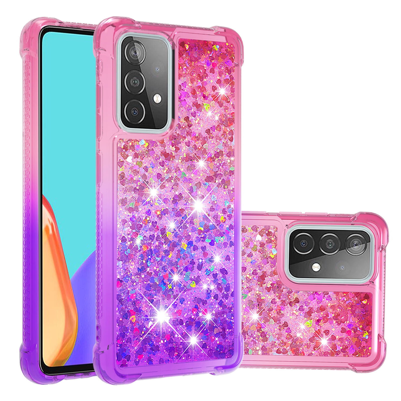 Case for Samsung Galaxy A52 5G/4G Liquid Glitter Funny Bling Shiny Crystal Flowing Sparkle ...