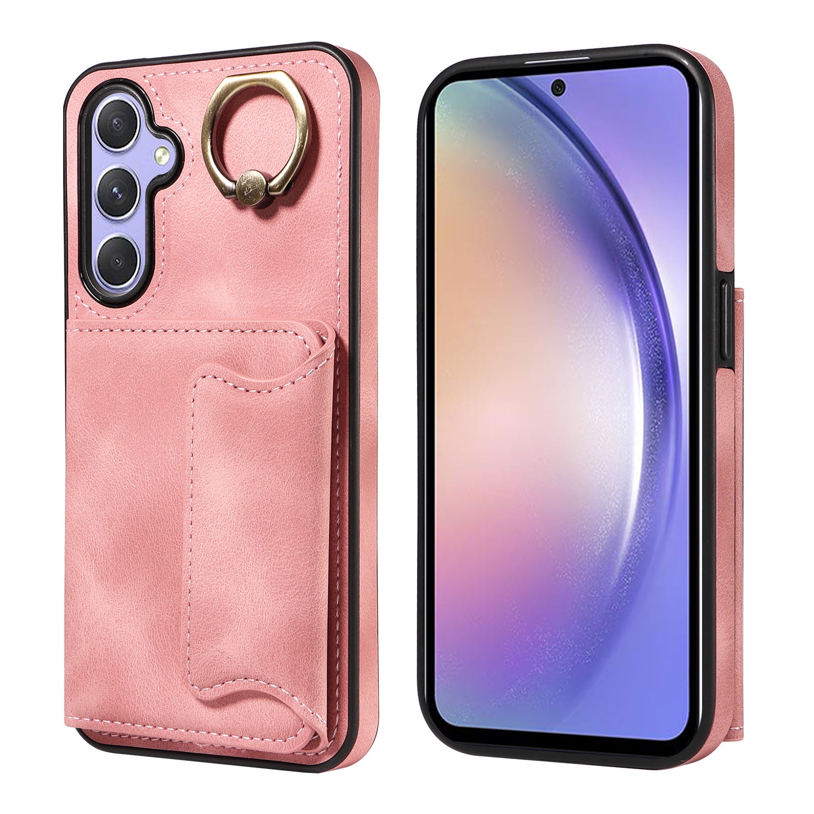 Case for Samsung Galaxy A54, PU Leather 3 Card Slots with Finger Ring ...